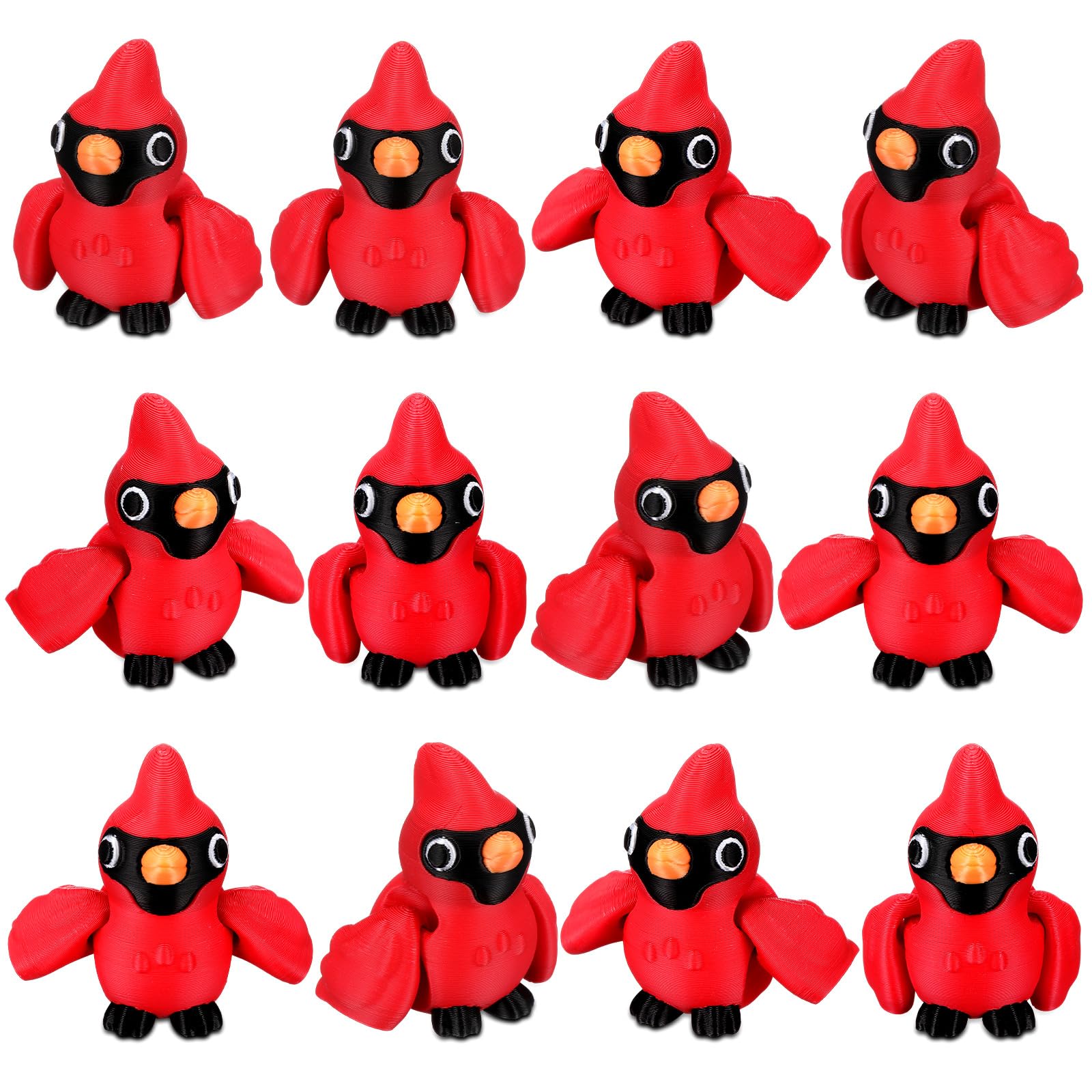 Honoson 12 Pcs 3D Printed Fidget Toy 3D Printed Cardinal Bird Small An ...