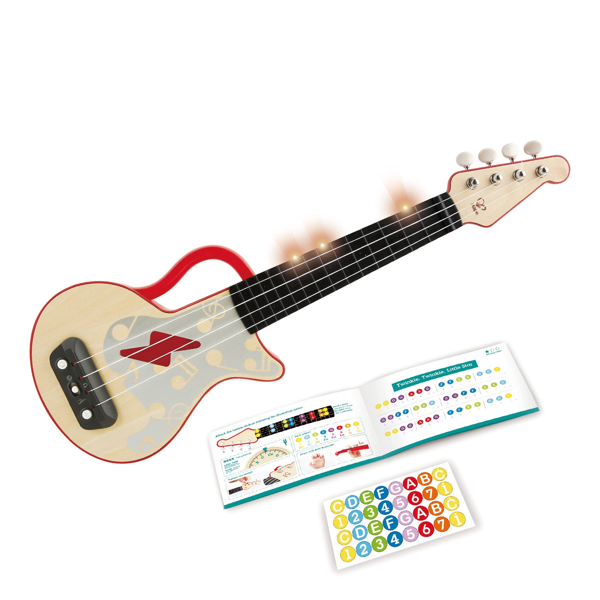Hape Learn With Lights Electronic Ukulele Red | Leaning And Band Mode ...