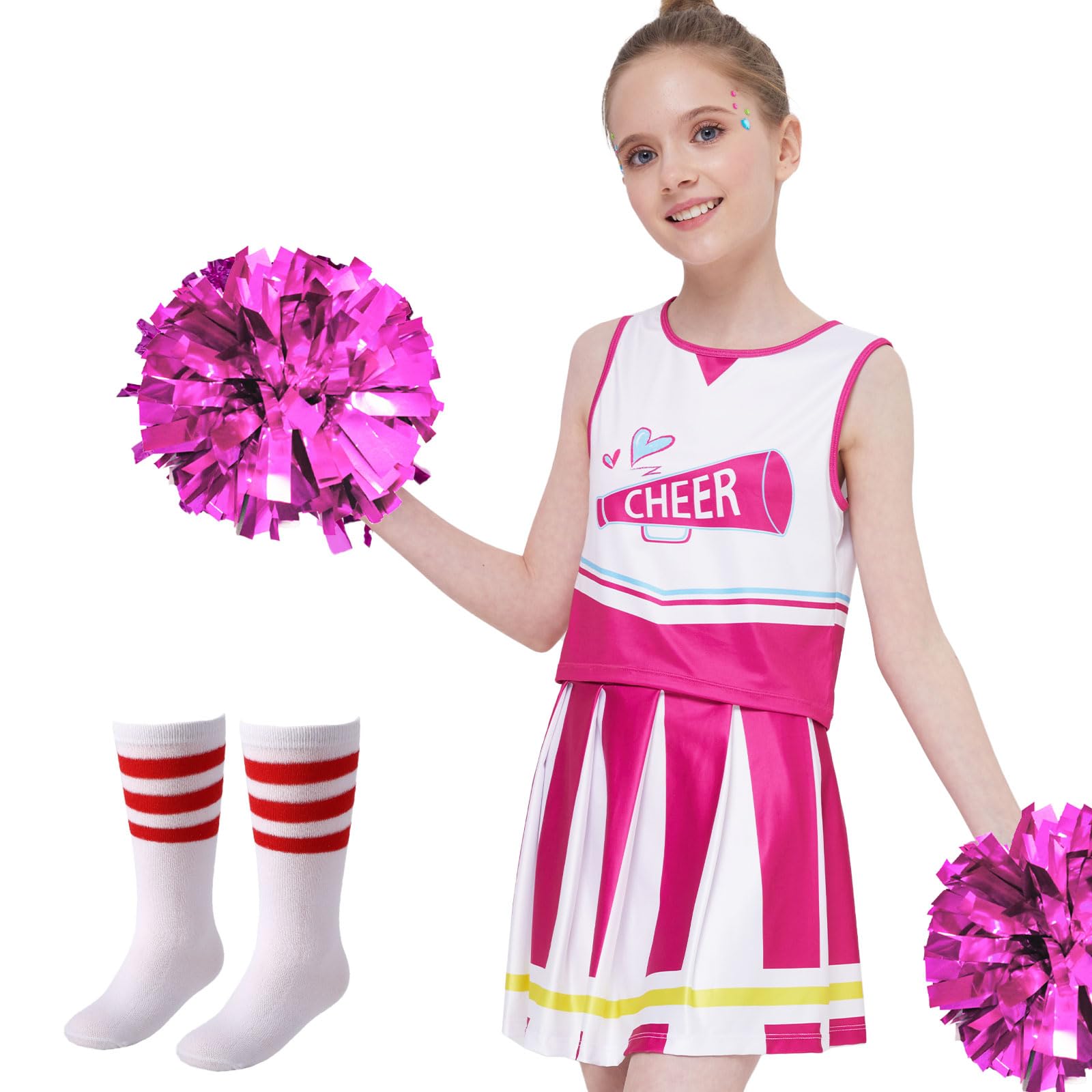 Parttely Girls Cheerleader Costume Outfit Set, Cheerleading Outfit Che ...