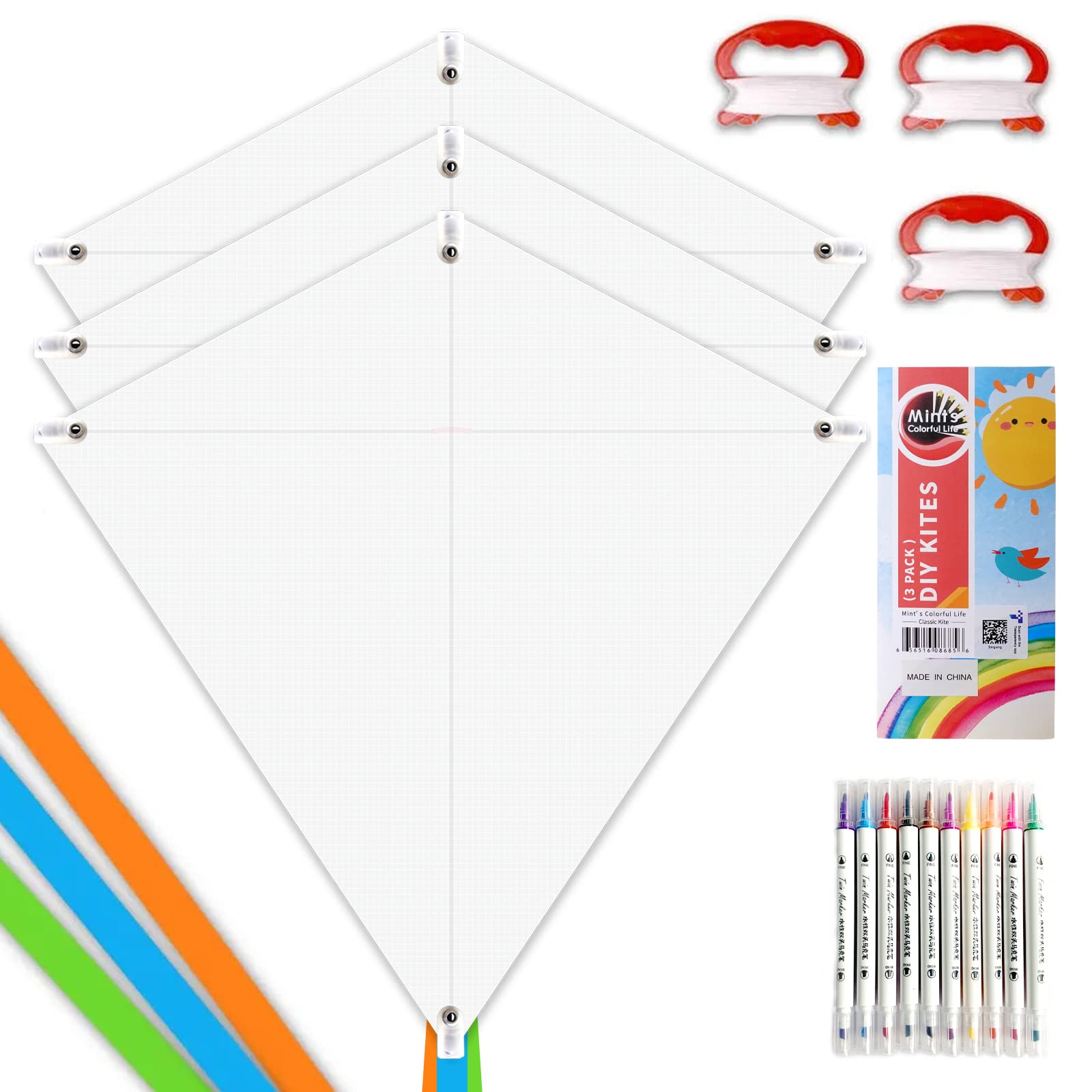 Mint's Colorful Life DIY Kites for Kids - White Diamond Kite Making Ki ...