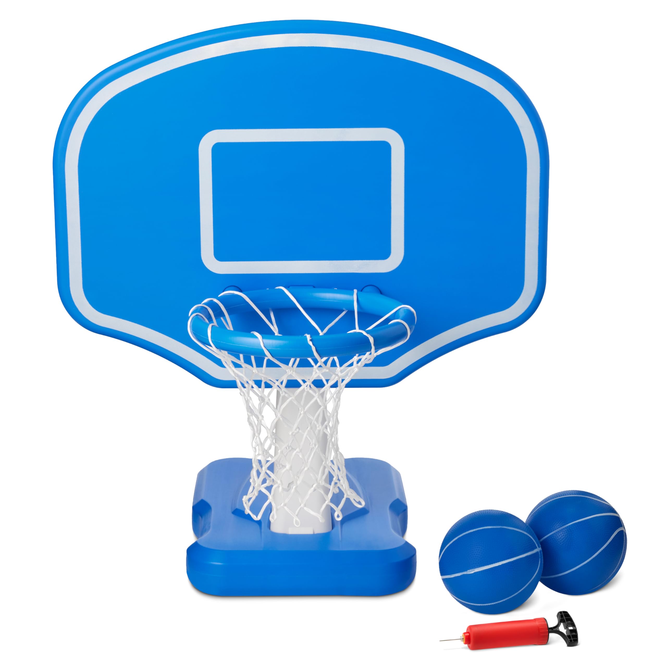 Amazon Basics Pool Basketball Hoop with 14" Rim, 2 Balls & Pump, Blue ...