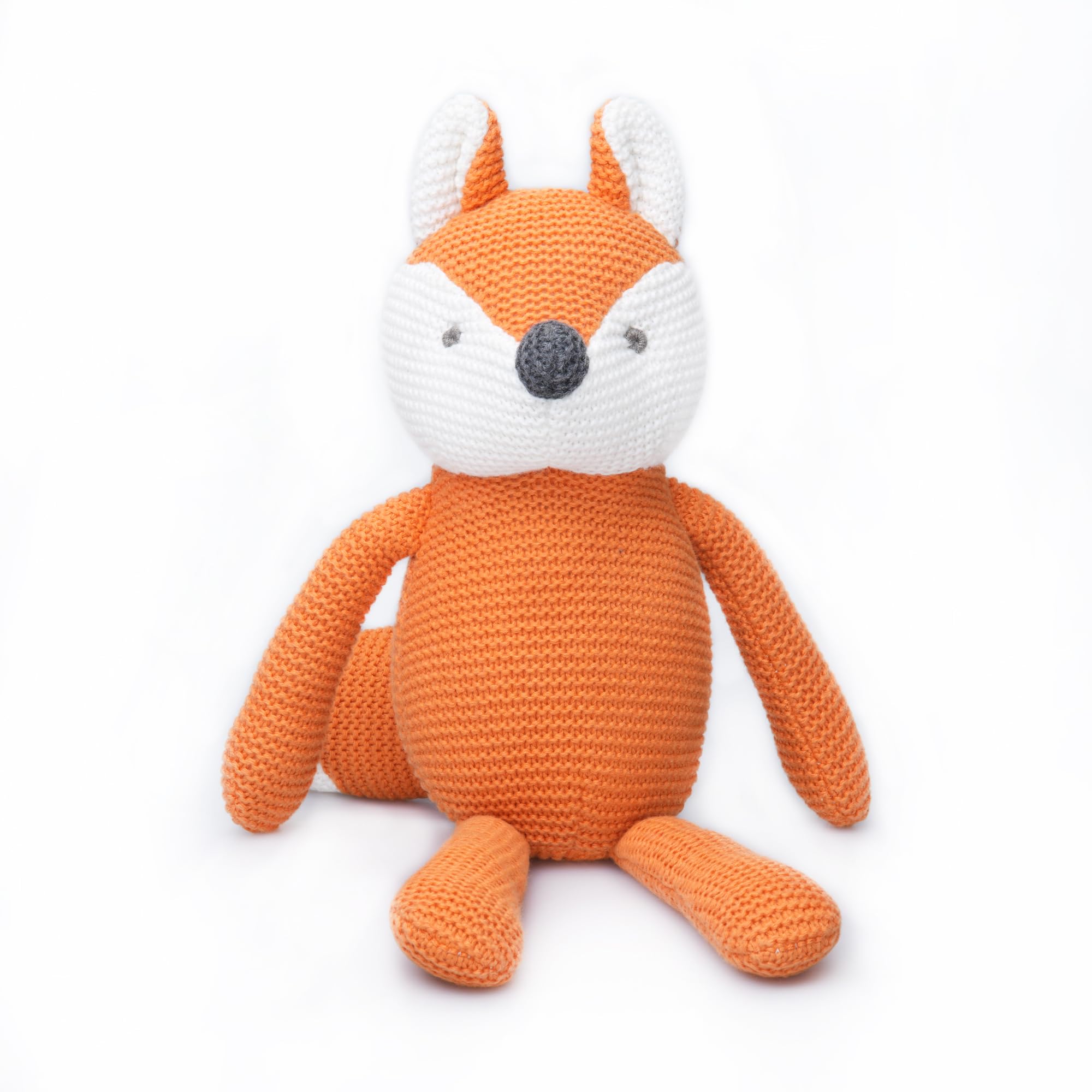 FLUFFYFUN 100% Organic Cotton Baby Toys Orange Fox Stuffed Animals for ...