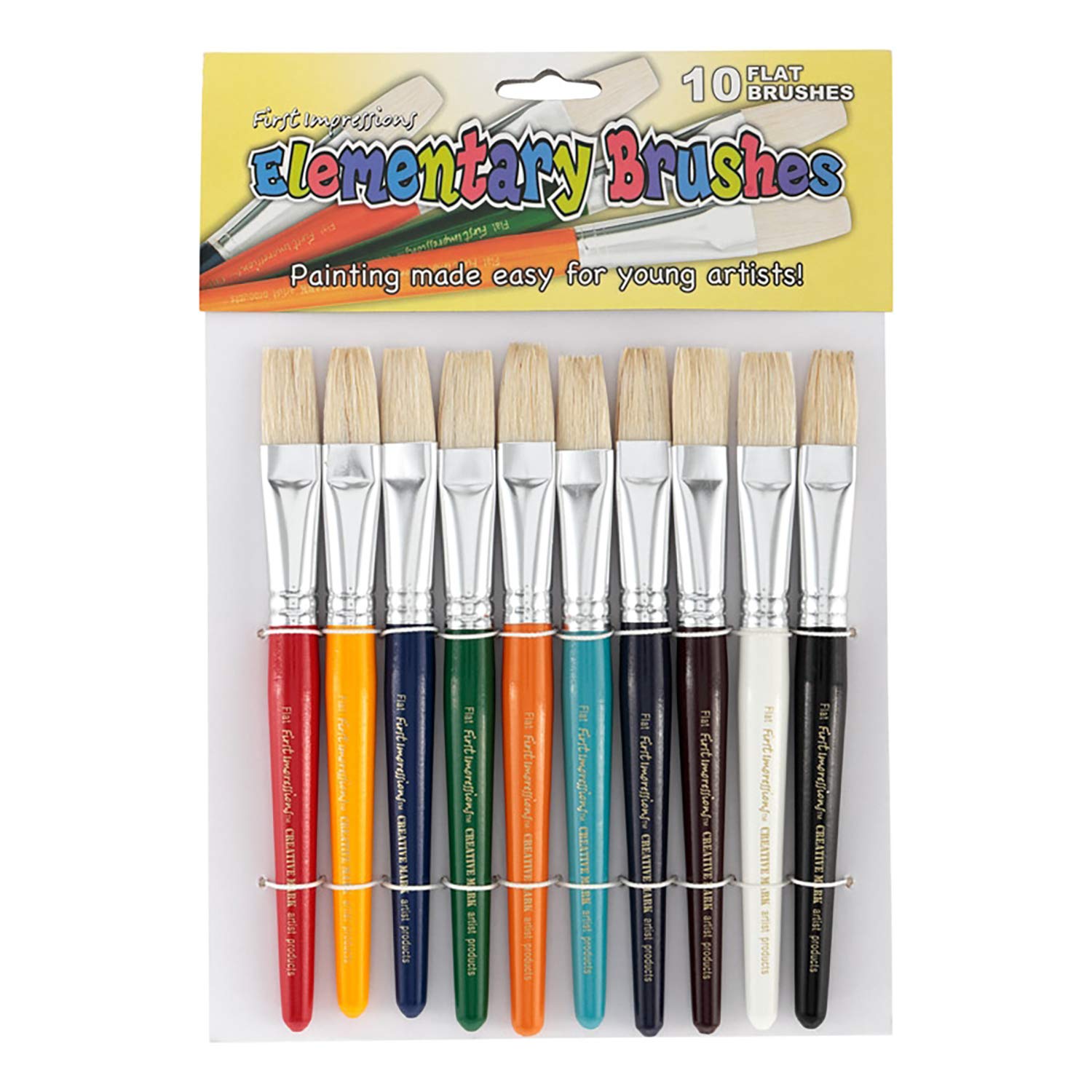 First Impressions Kids Flat Chubby Paint Brush Set Bristle Hair Brushes ...