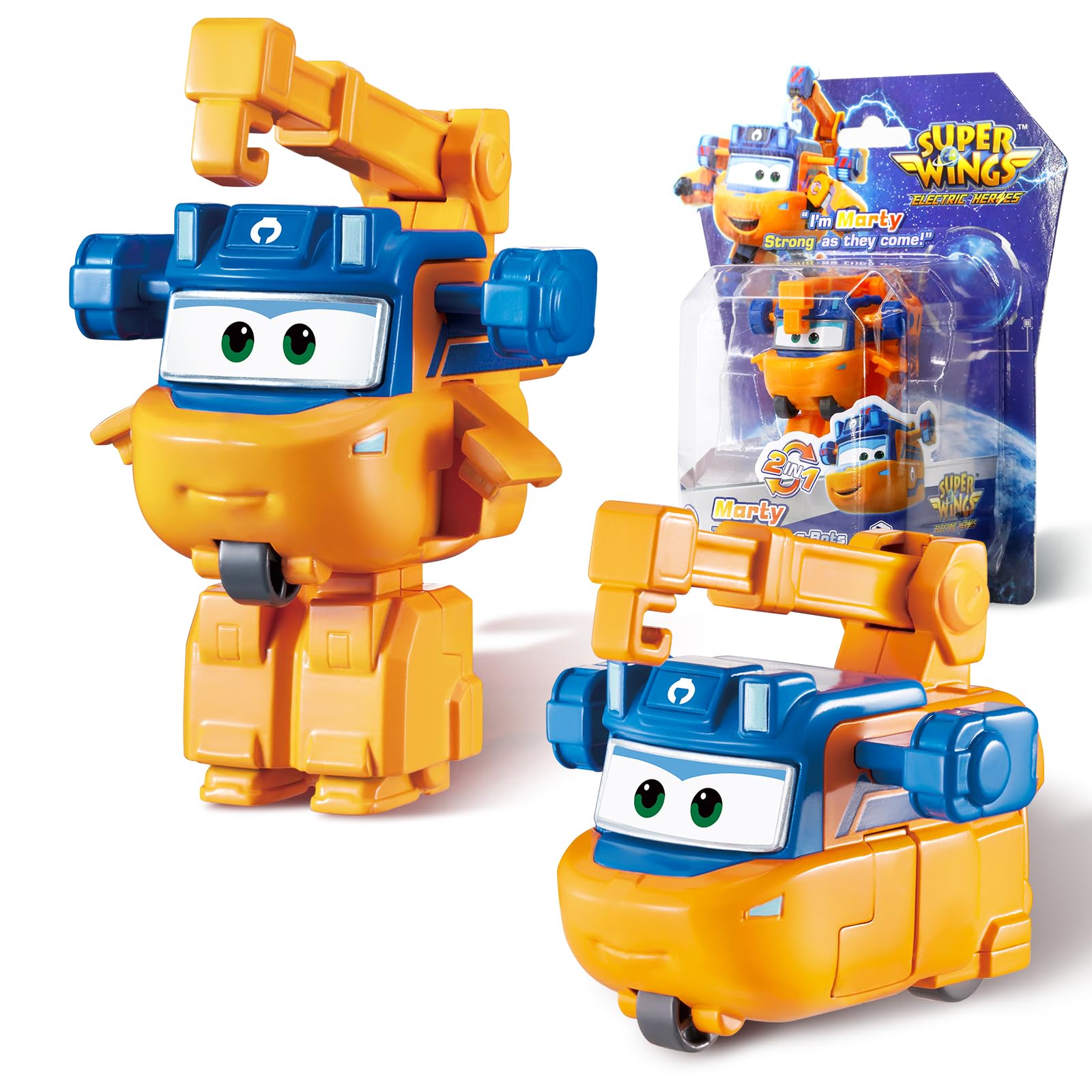 Super Wings Transforming Toys - 2-in-1 Marty Robot Action Figures, Ora ...