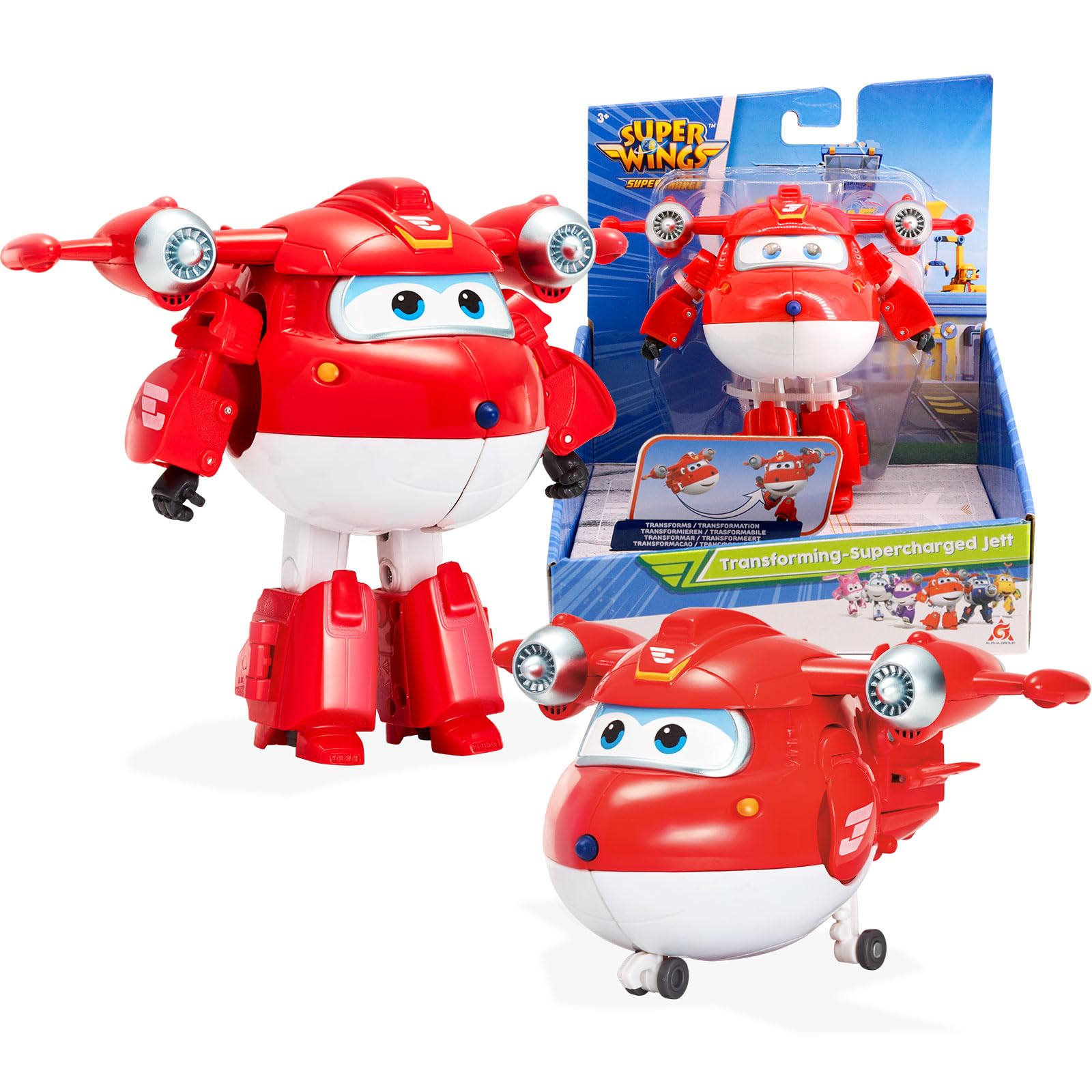 Super Wings Transformer Toys 5' Action Figure Supercharged Tobot Jett ...
