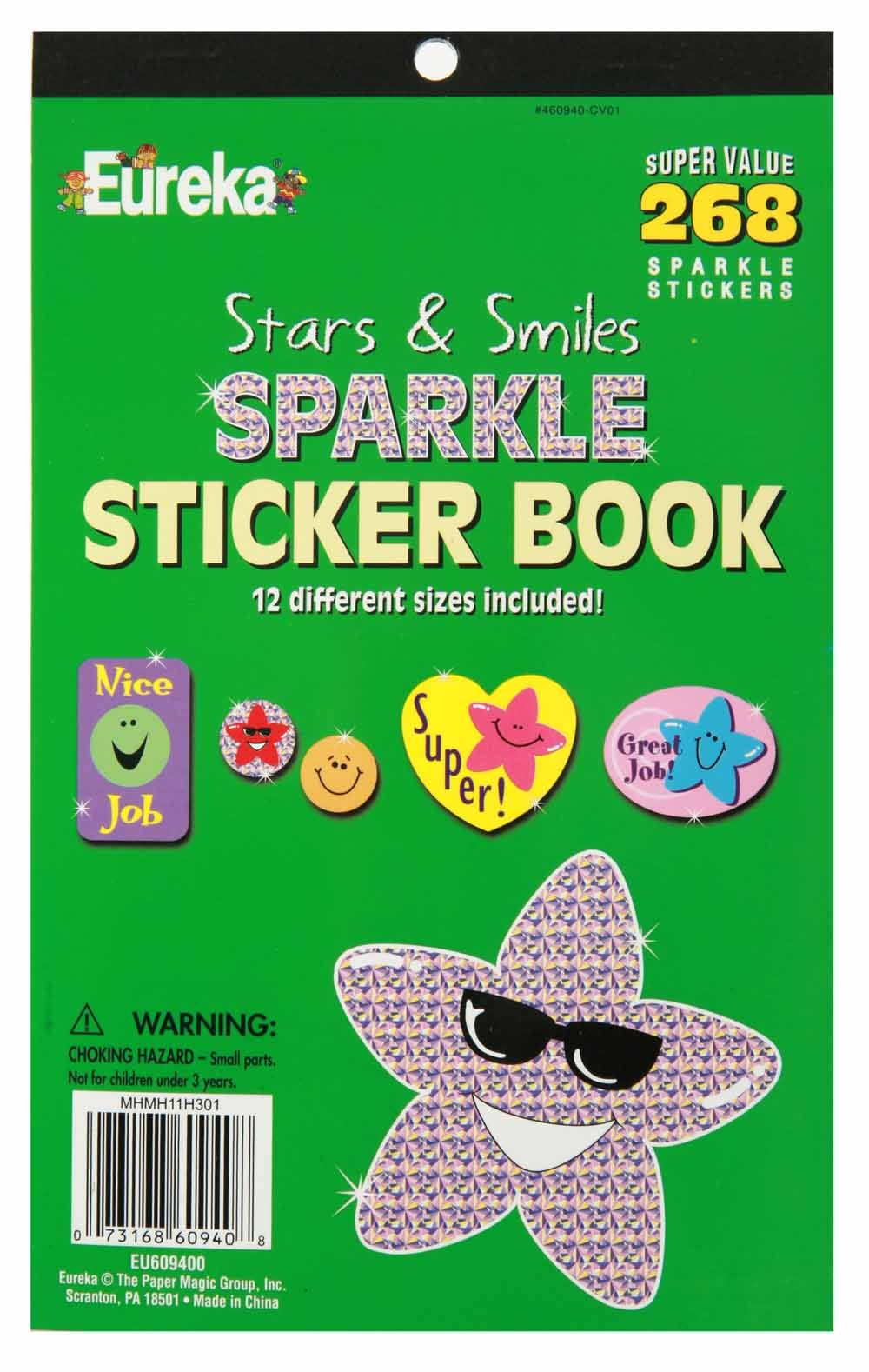 Eureka Stars & Smiles Sparkle Sticker Book, 268 Stickers – Toytooth