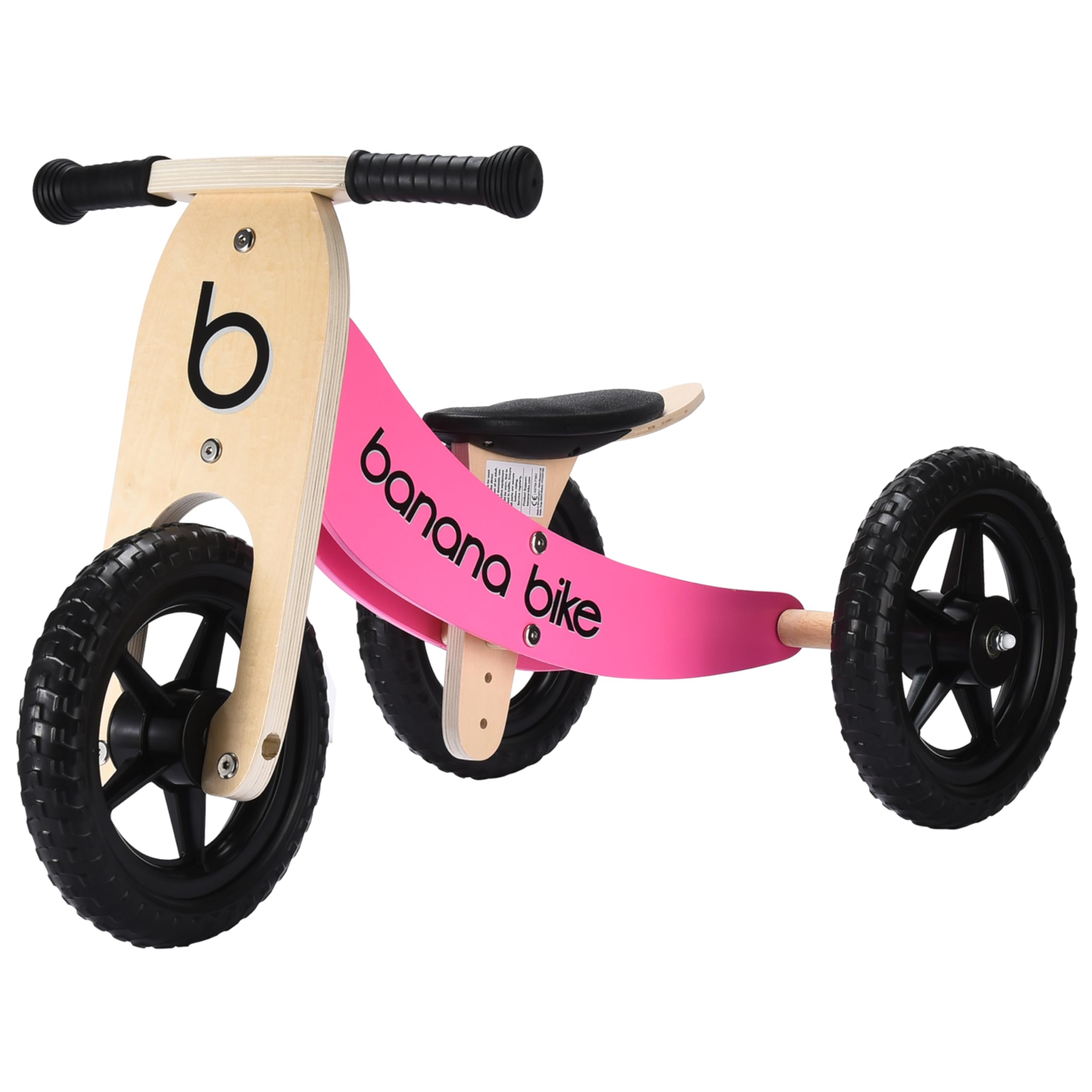 Banana Bike Toddler Wooden Balance Bike - No Pedals Tricycle - Punctur ...
