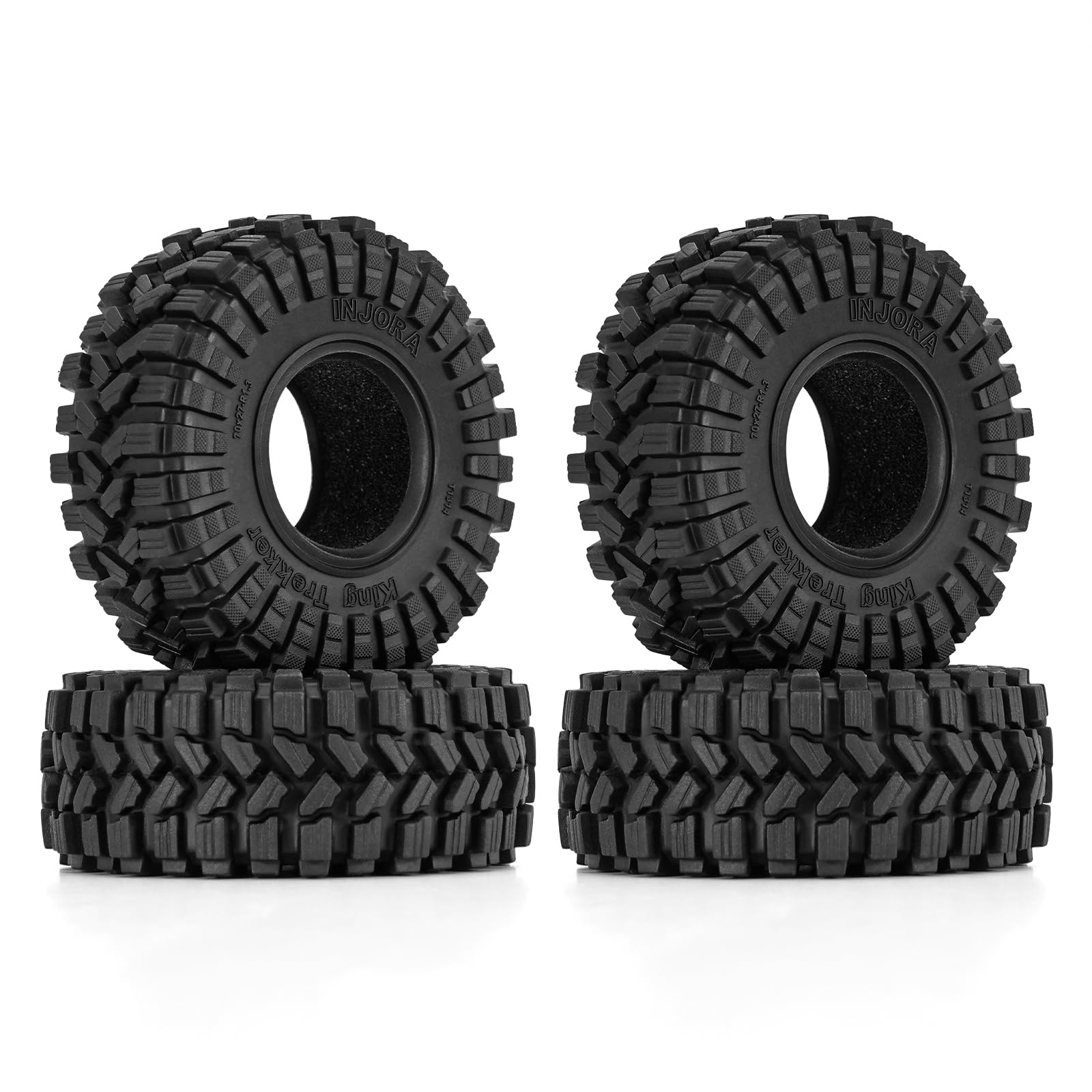 INJORA King Trekker S5 1.3" All Terrain Tires, Rubber, Black, Small, M ...