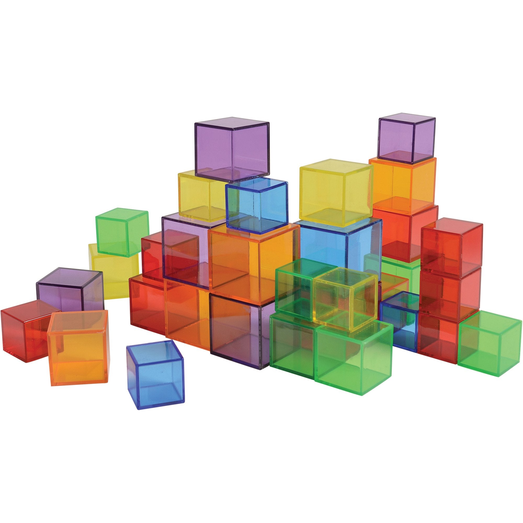 Constructive Playthings Translucent Cube Building Blocks (54-Piece Set ...