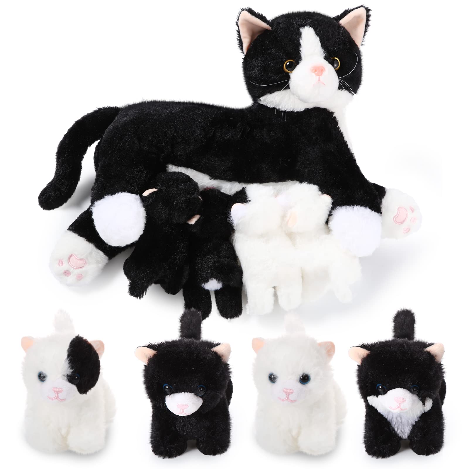 Skylety Nurturing Cat Stuffed Animal With Plush Kittens, Valentine Cat ...