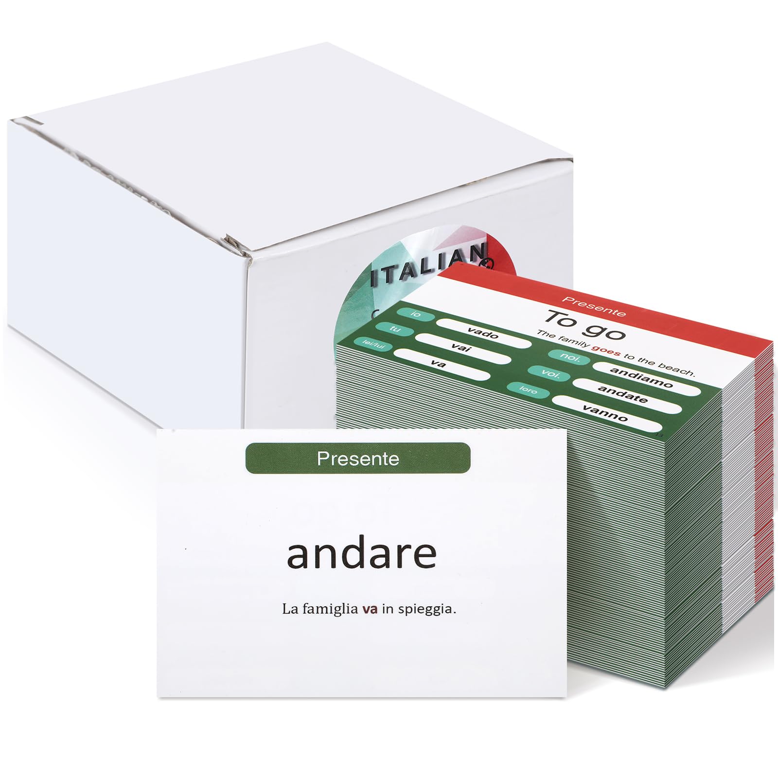 Resurhang Italian Flashcards - 200 Pcs Verb Conjugation, Present Tense ...