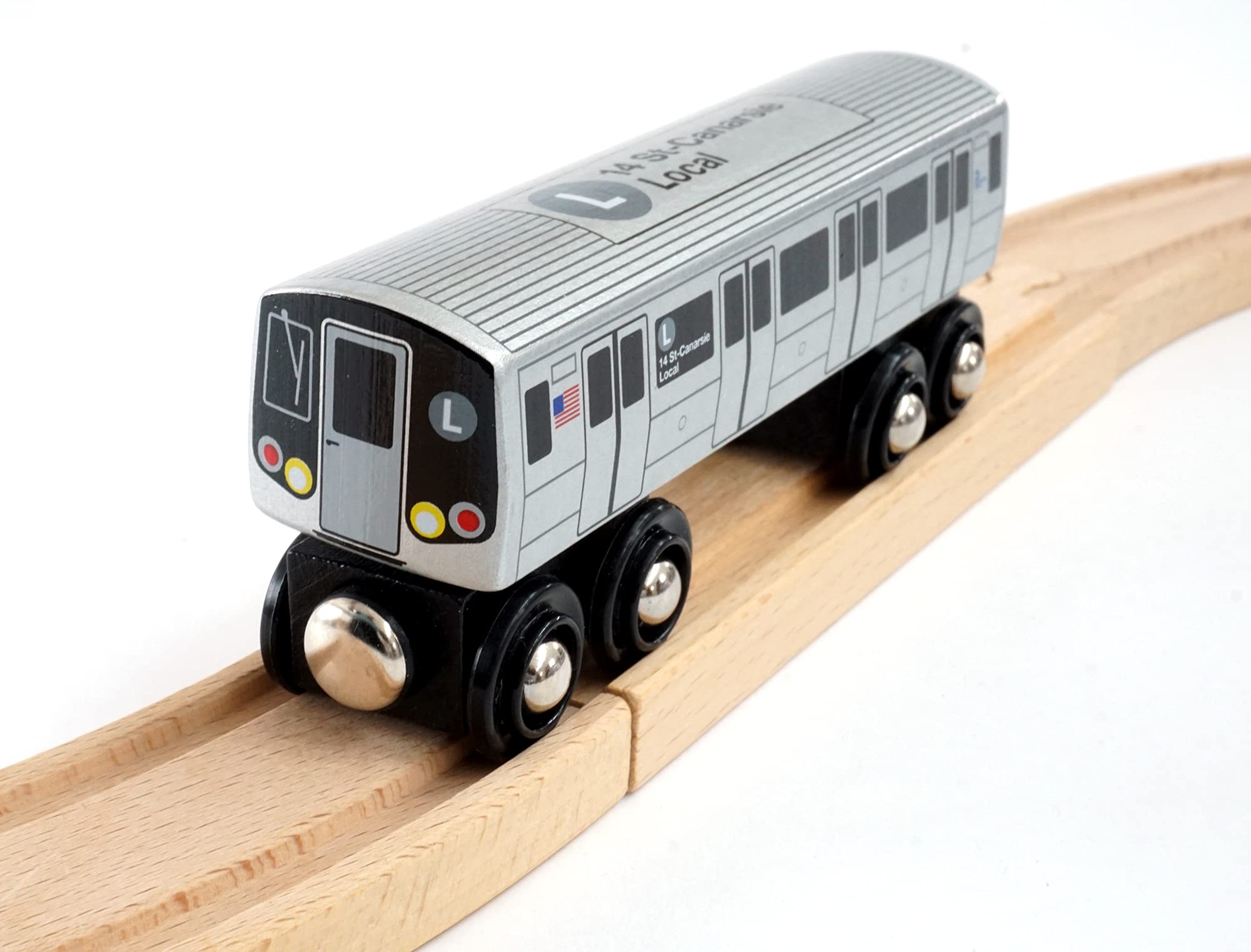 MUNI PALS Wooden Railway Train - NYC Subway F Train, Blue, Child Safe ...