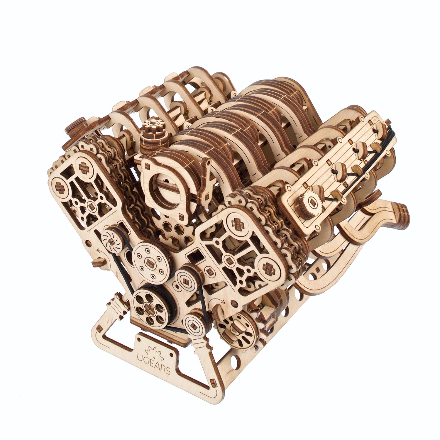 UGEARS V8 Engine Model Kit - 3D Wooden Puzzle, Large, Light Wood, Engi ...