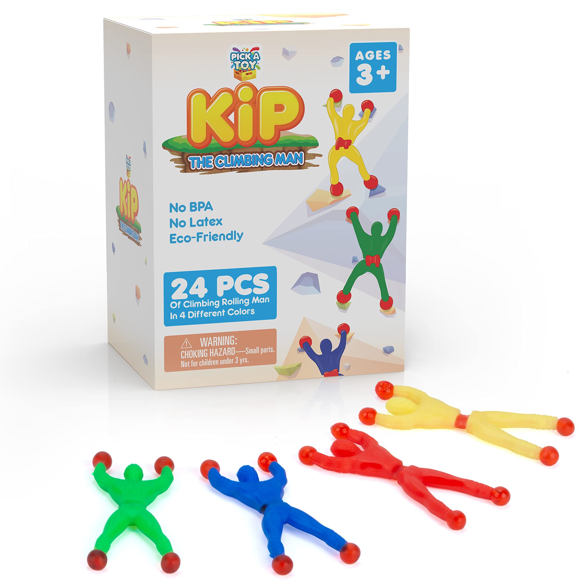 PICK A TOY 24-Piece Climbing Man Sticky Toy Set - Multicolor Crawlers ...