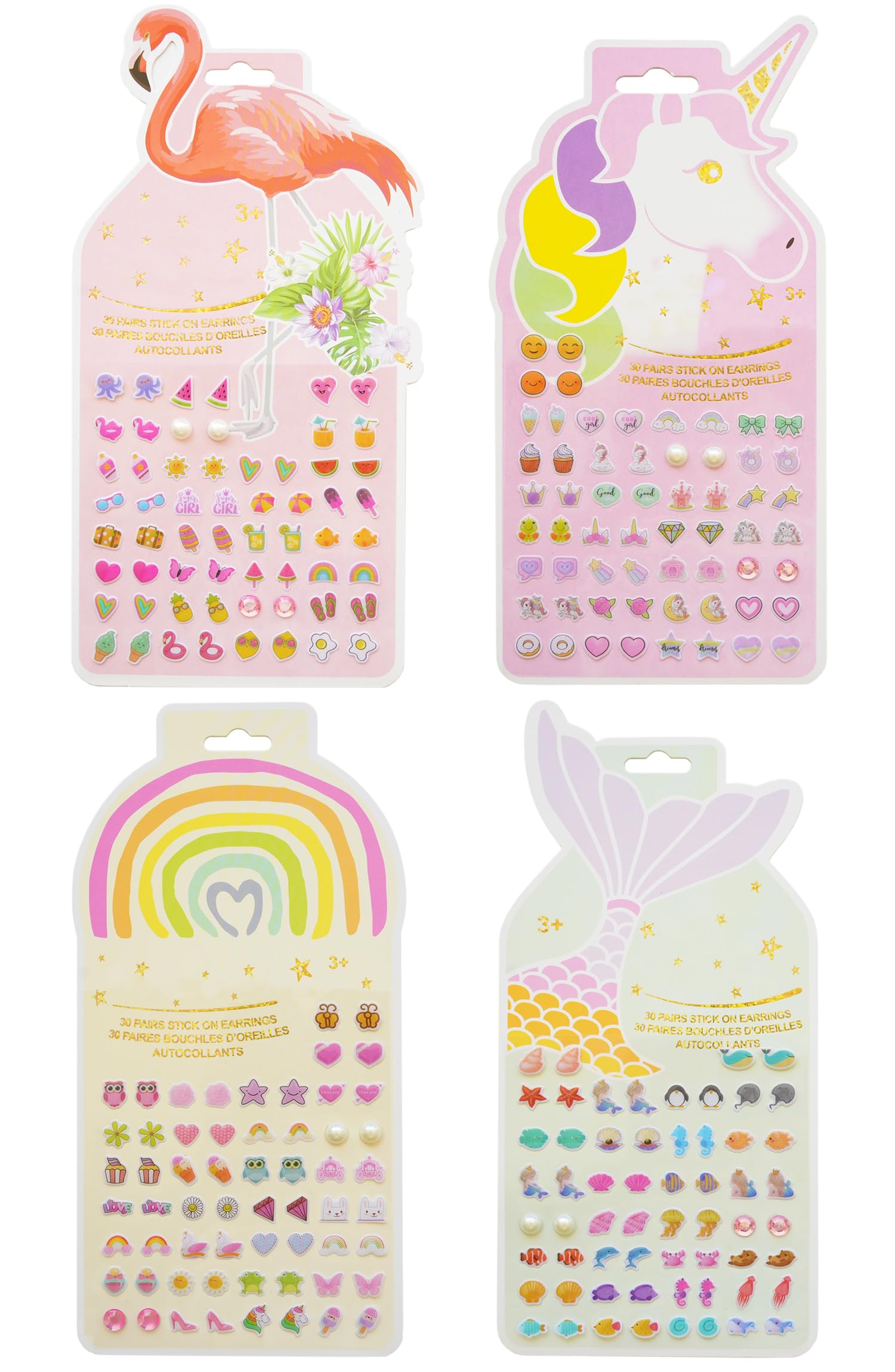 Stick On Earrings - Girls 3D Unicorn Sticker Earrings Self-Adhesive ...