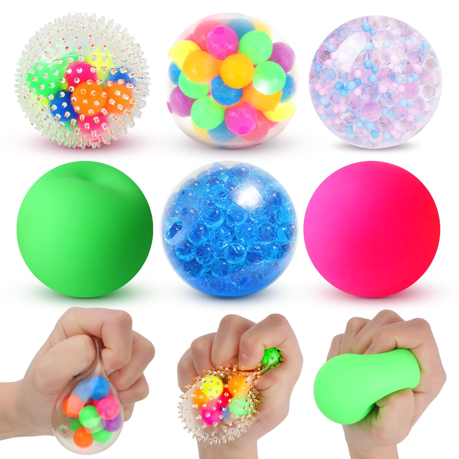 Lemostaar 6 Set Sensory Stress Balls - Small TPR Fidgets for Adults ...