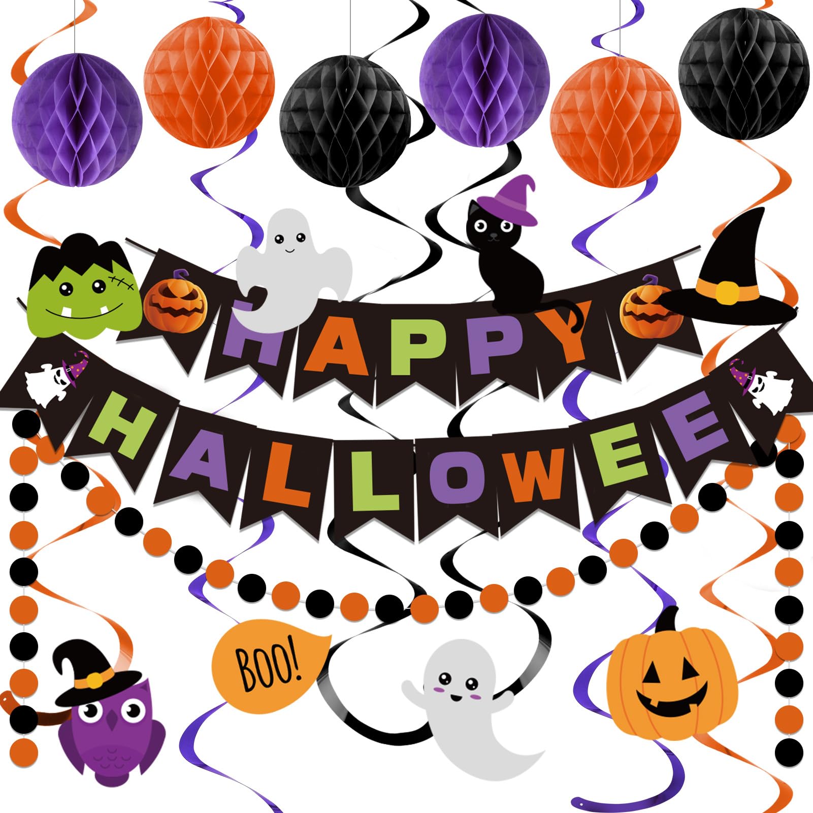 meowtastic Happy Halloween Banner Decorations - Halloween Banner with ...