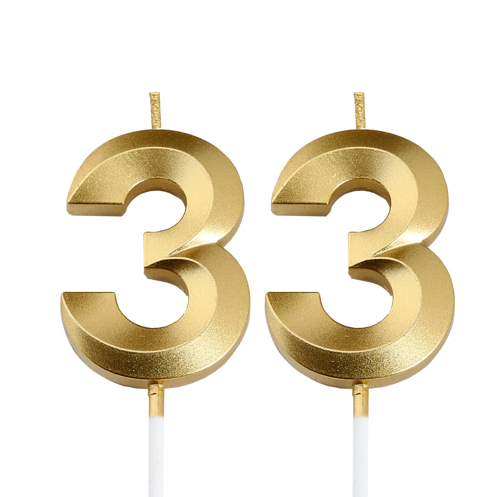 33 Birthday Candles,Gold Number 33rd Cake Topper for Birthday ...