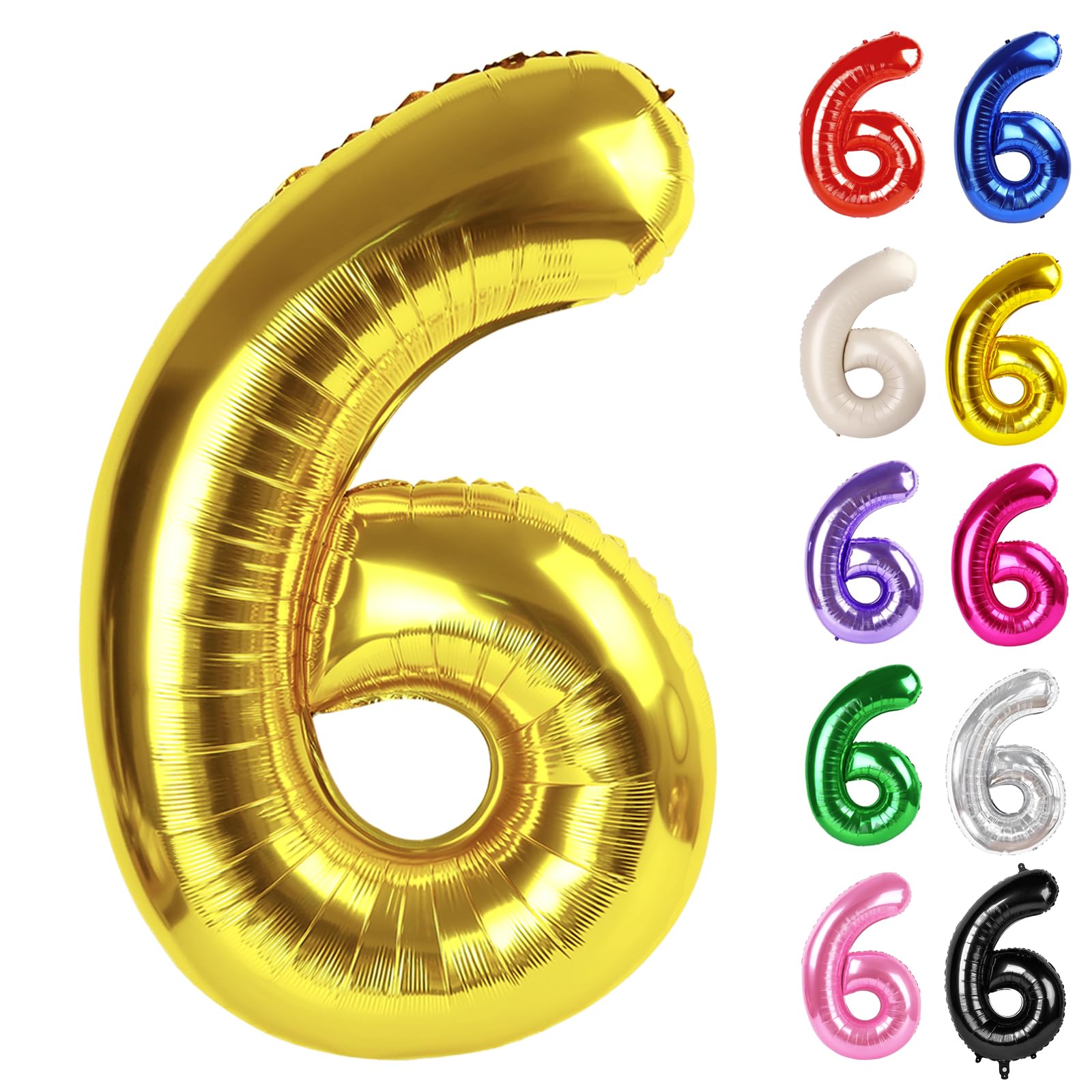 Gold Number 6 Balloon 40 Inch, 6 Balloon Number, 6Th Birthday Decorati ...