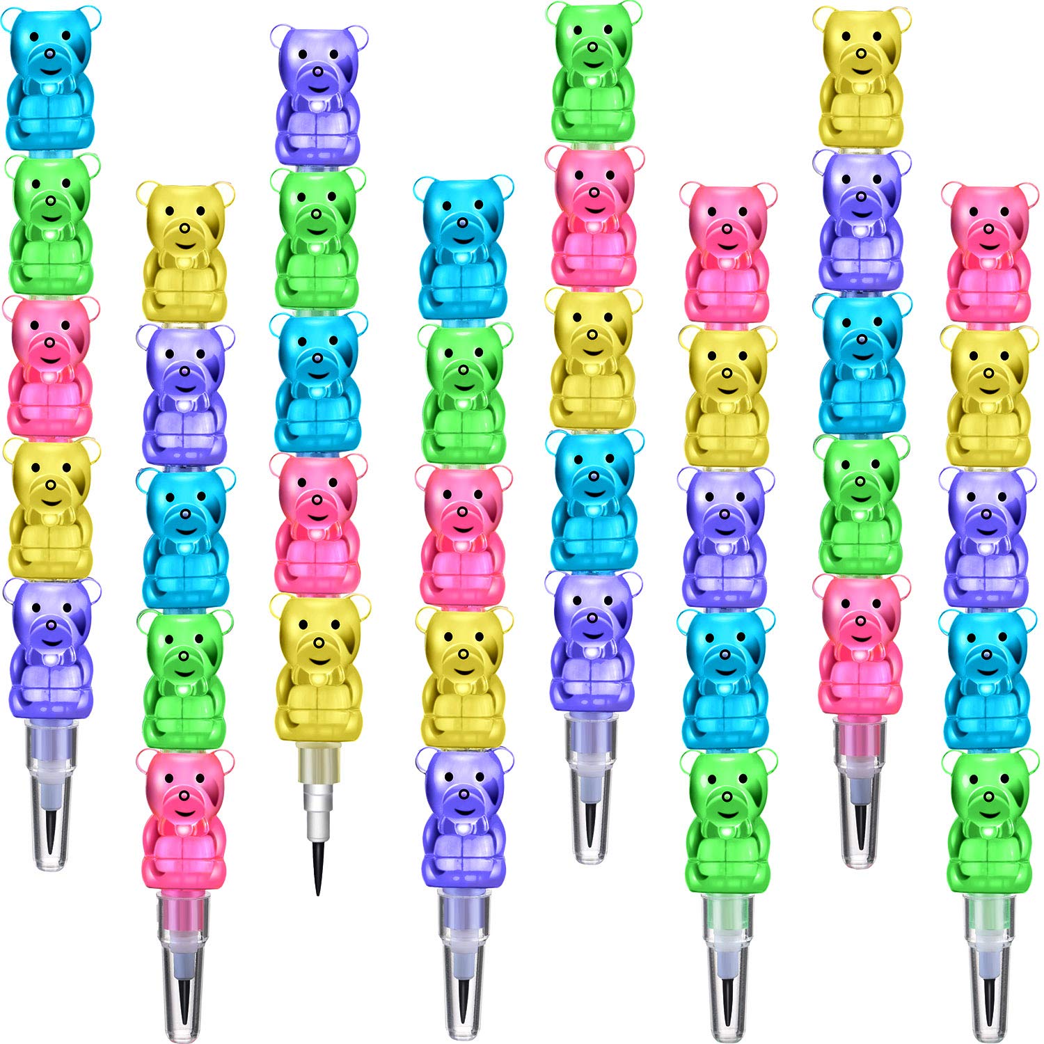 30 Pieces Stackable Pencils Plastic Bear Pencils kids stacking point ...