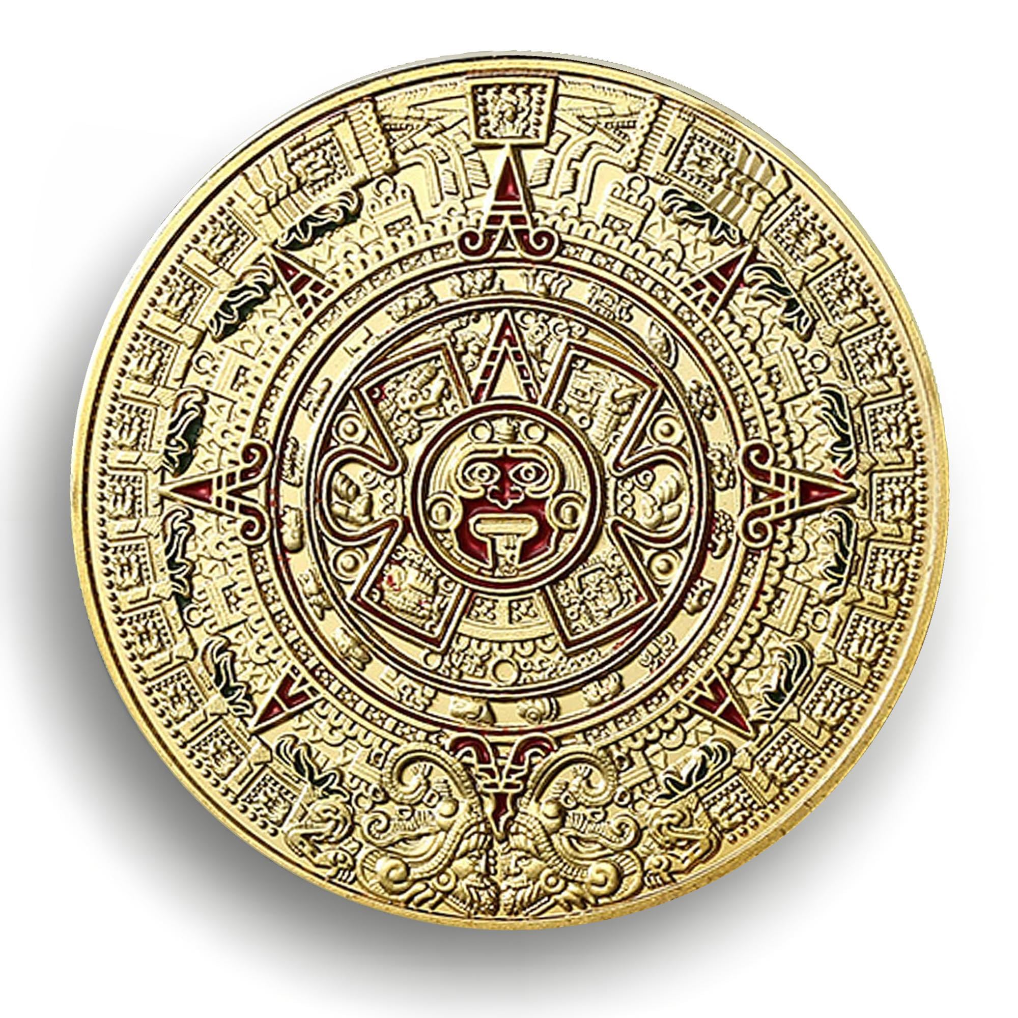 Mexico Mayan Aztec Calendar Art Prophecy Culture Challenge Coin Lucky ...