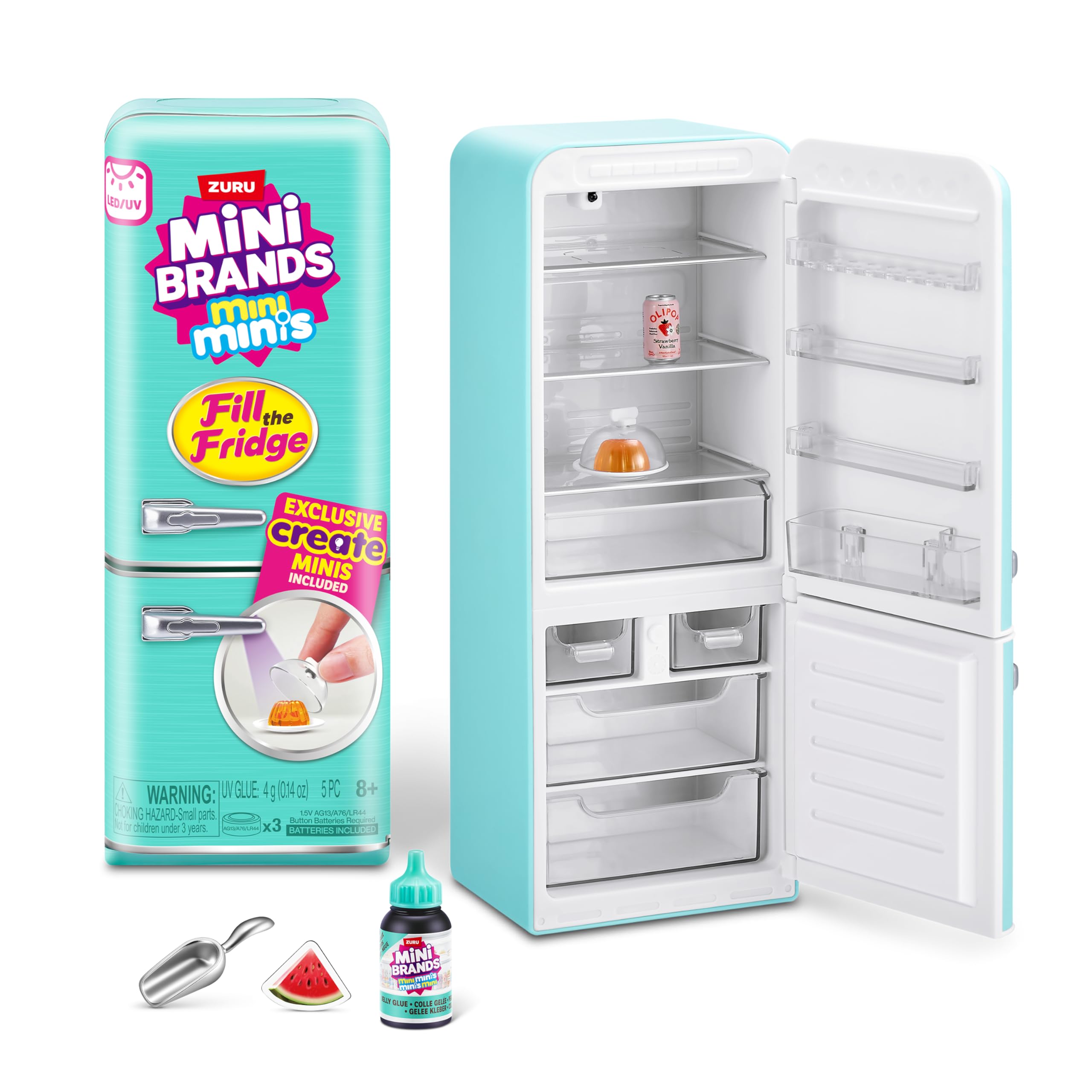 Mini Brands Fill The Fridge Playset by ZURU - UV Light, Miniature Coll ...