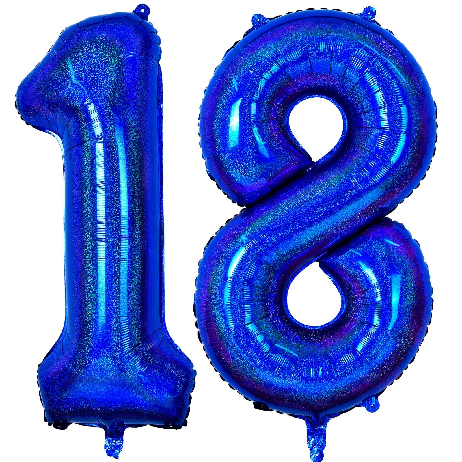 Number 18 Balloon 40 Inch, Laser Blue Big Number Balloon, Giant Mylar ...