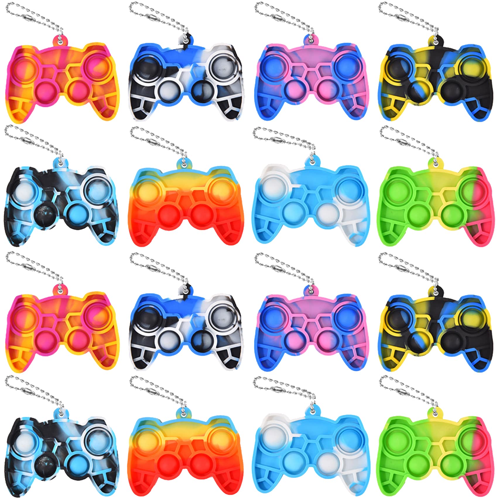 WHGAMNCE Mini Pop Fidget Keychain - 16 Pcs, Multicolor, Small Silicone ...