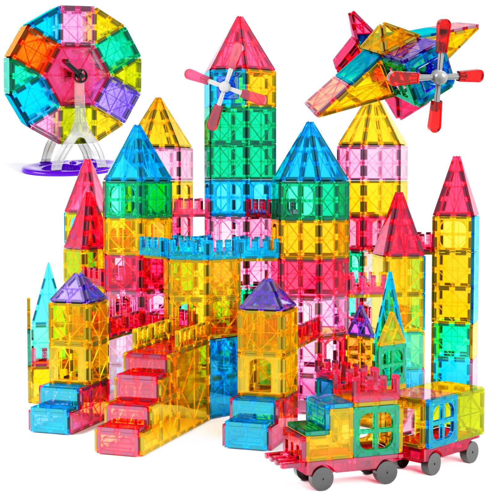 Jasonwell 100pcs Magnetic Tiles Building Blocks Set for Boys Girls Pre ...