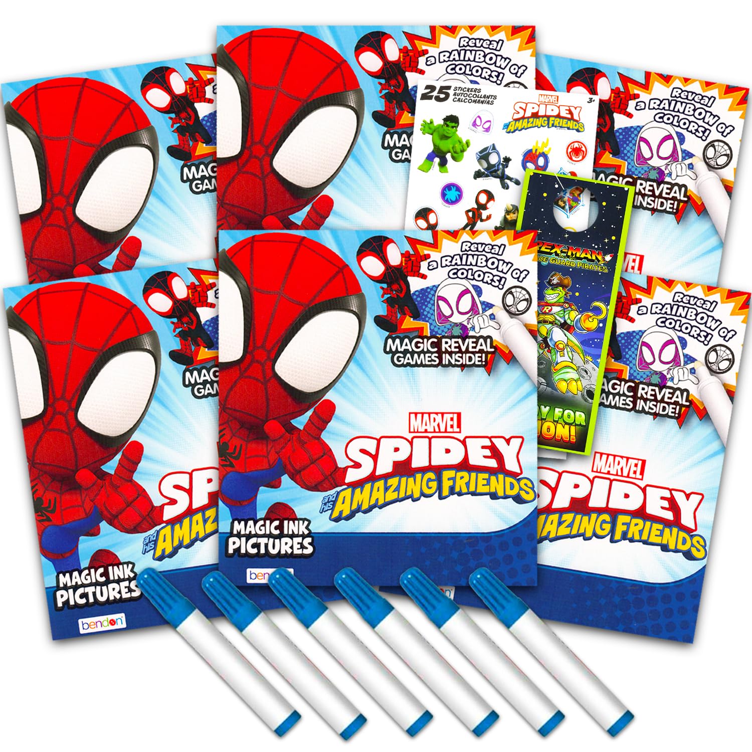Spidey and His Amazing Friends Imagine Ink Coloring Book Set - 6 Pack ...