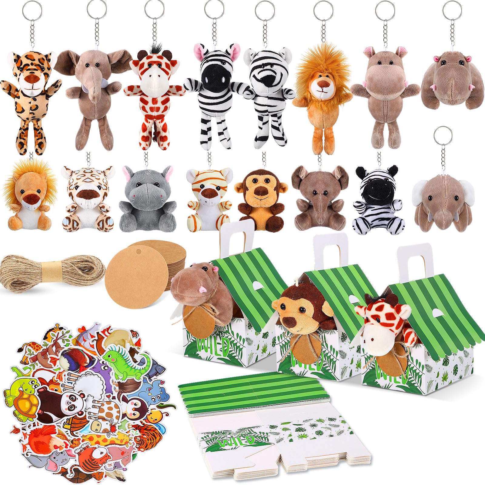 Spakon 88 Pcs Wildlife Party Favors for Boys and Girls Includes 18 Sets ...