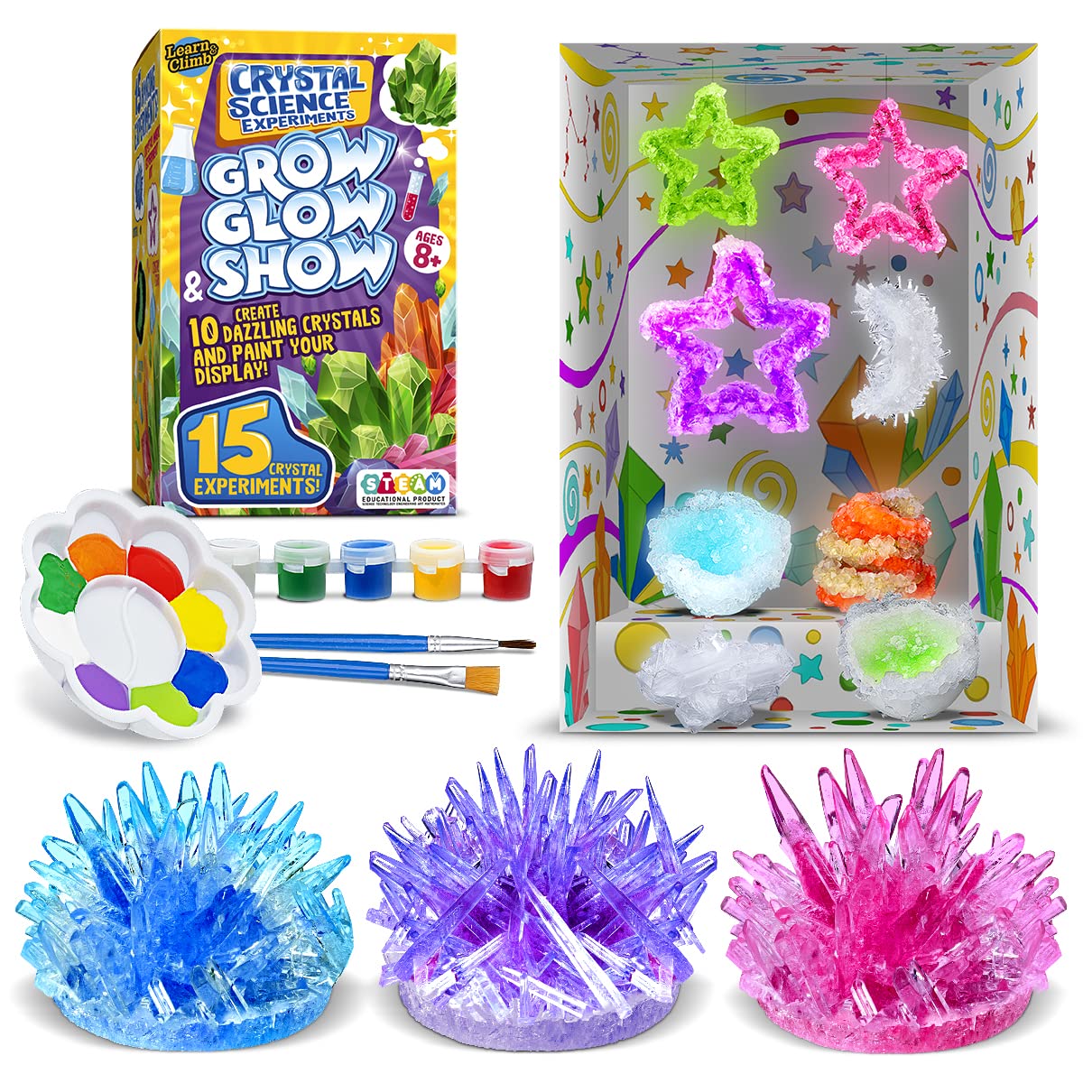 Crystal Growing Kit For Kids - 10 Crystals Science Experiment Kit + 2 ...