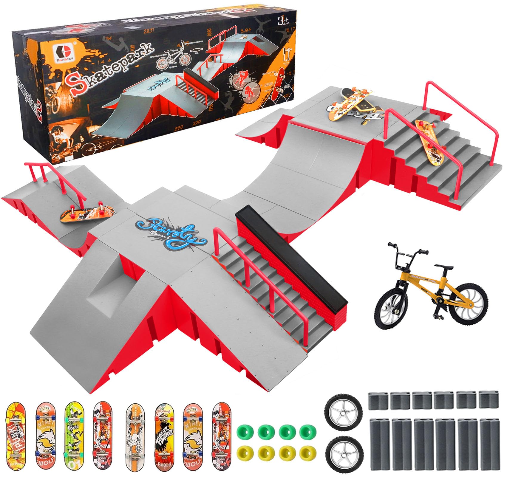 RNGODO Finger Skateboard Park Kits - 14-in-1 Ramp Set with 8 Fingerboa ...