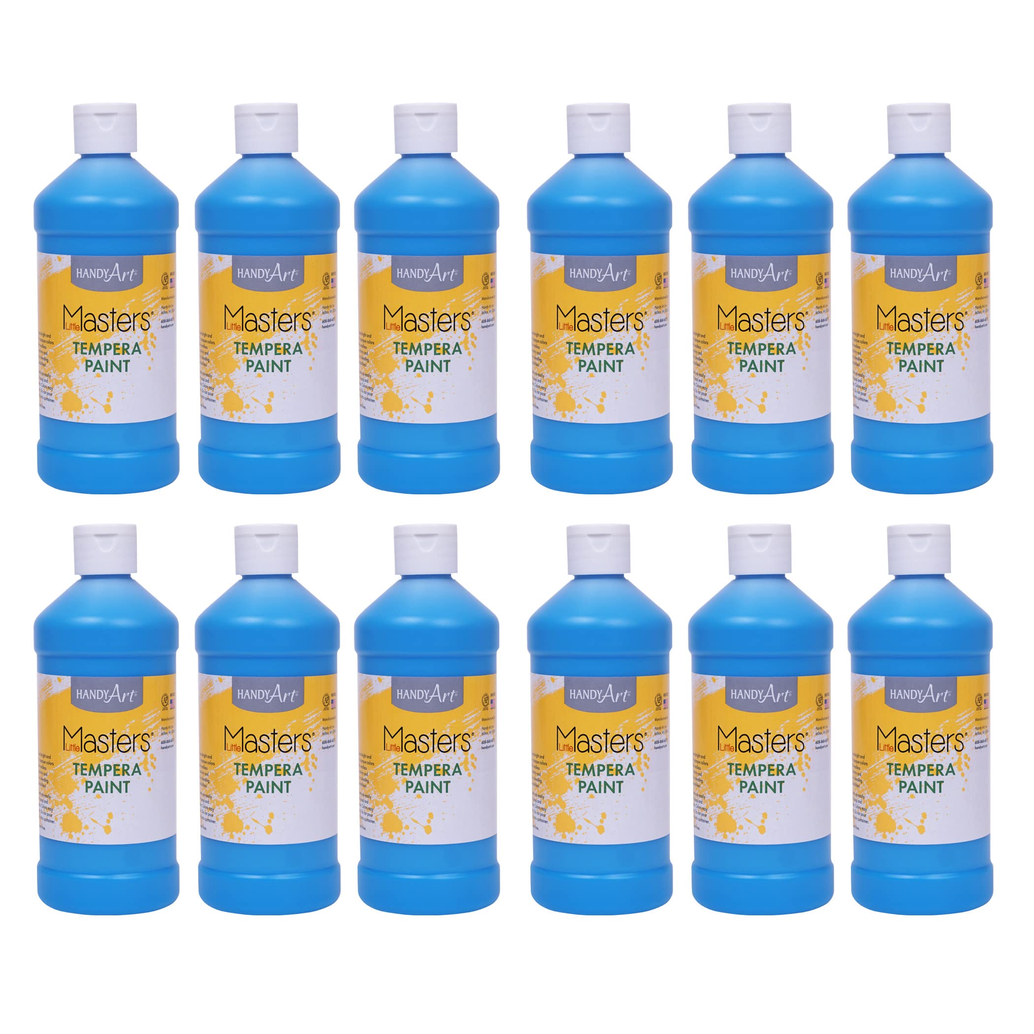 Handy Art Little Masters Tempera Paint, Light Blue, 16 oz, Pack of 12 ...