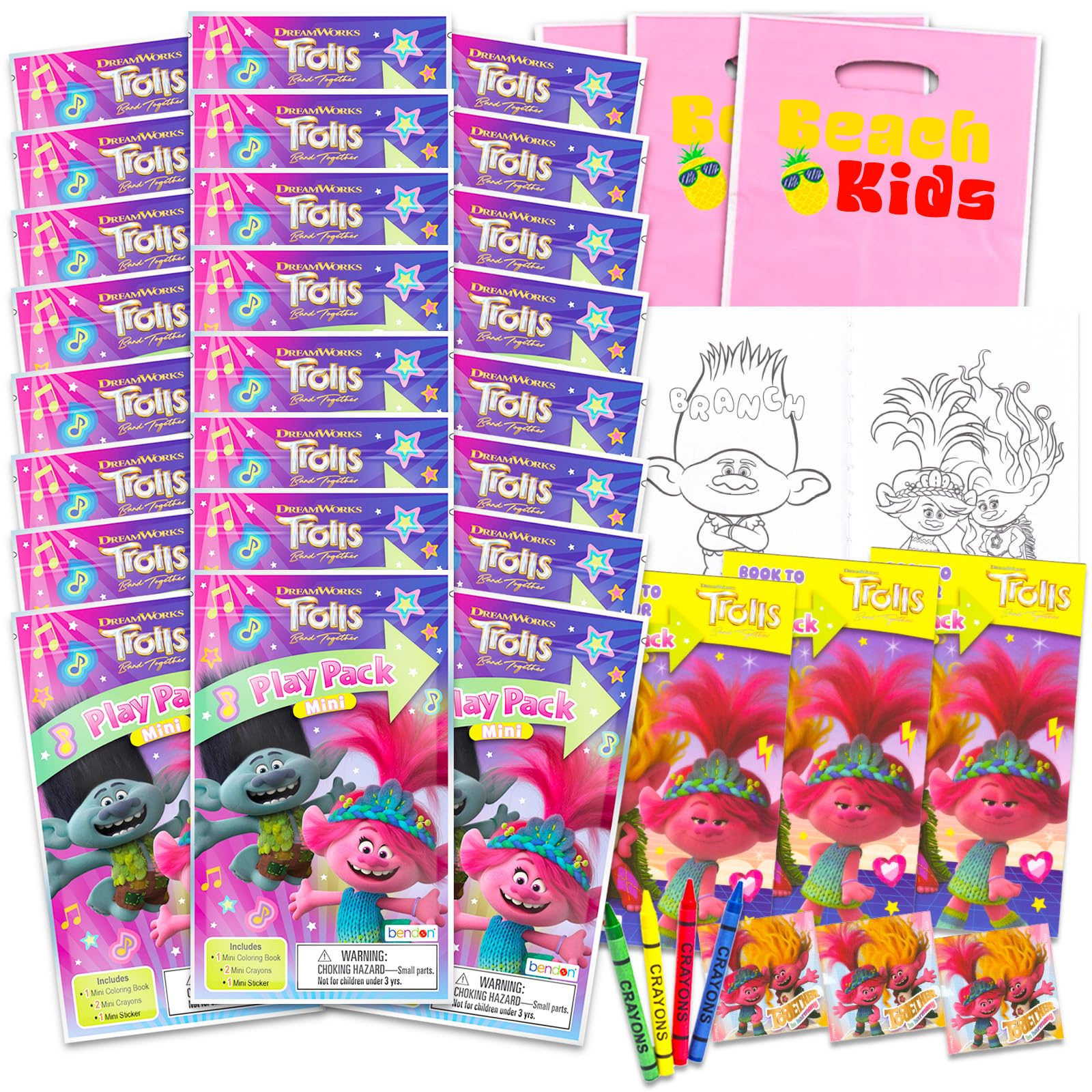 DreamWorks Trolls Mini Party Favors Set for Kids - Bundle with 24 Mini ...