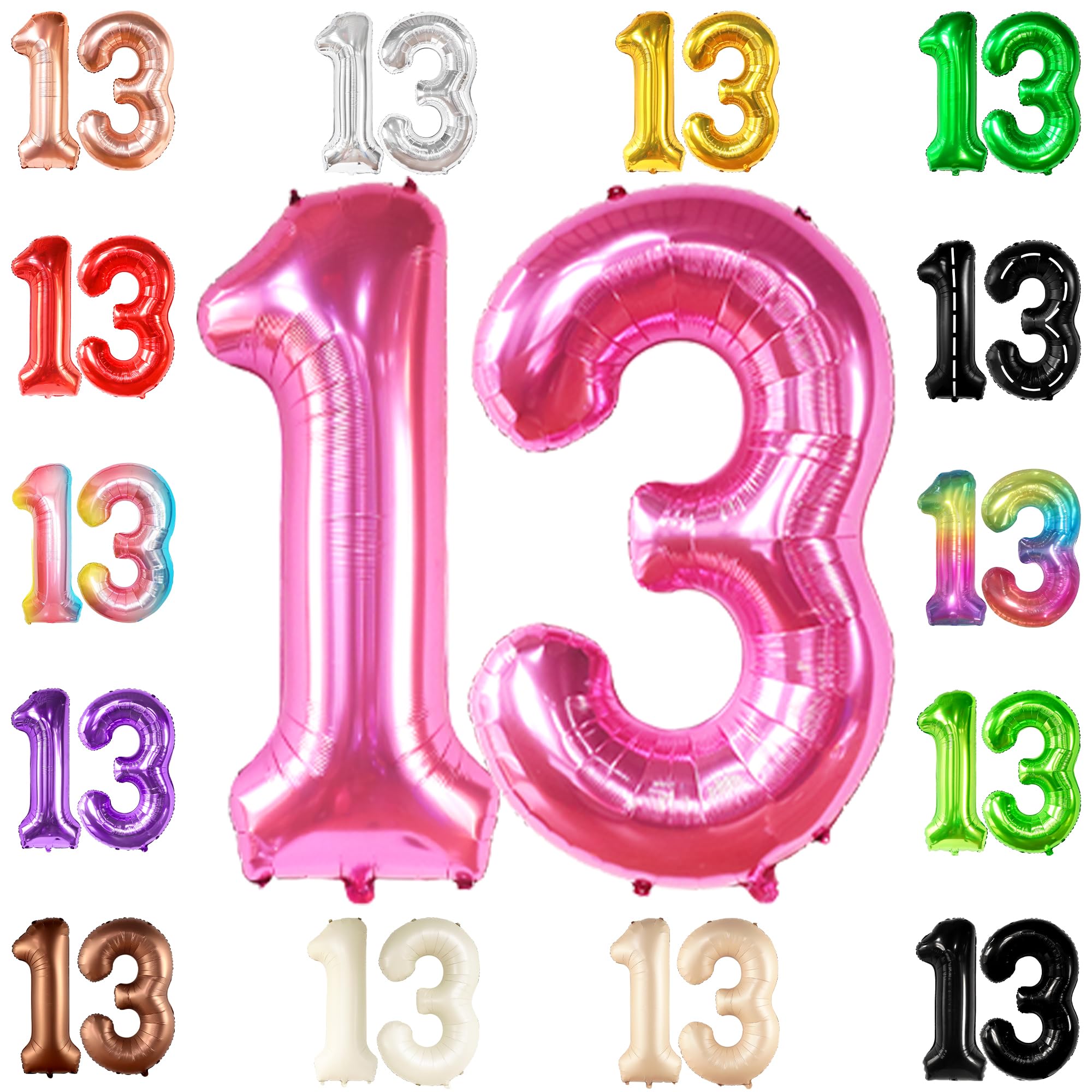 Katchon, Hot Pink 13 Balloon Numbers - Giant, 40 Inch | Hot Pink 13Th ...