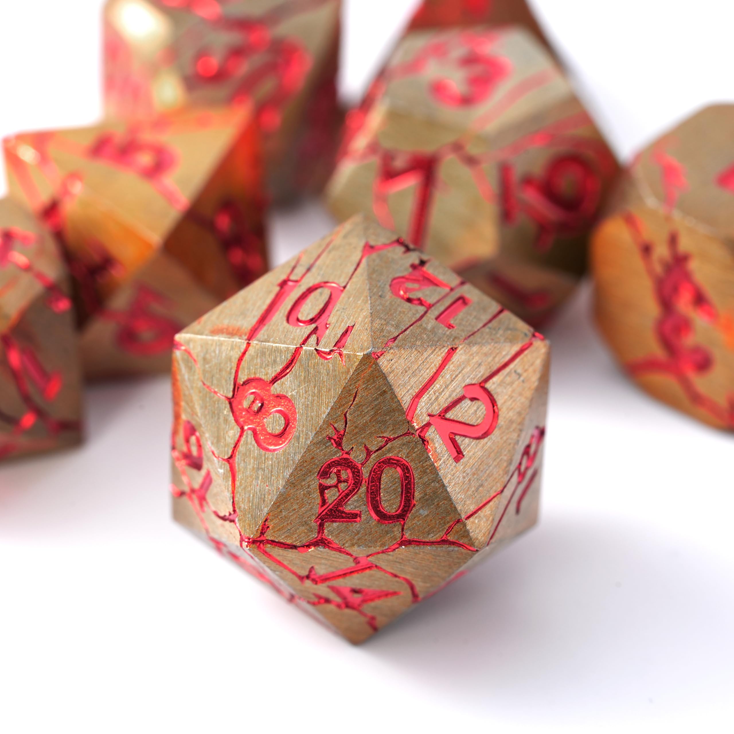 Soar Forge Metal Dice for DND - Pharaoh Ruins Gold Metal Dice with Red ...