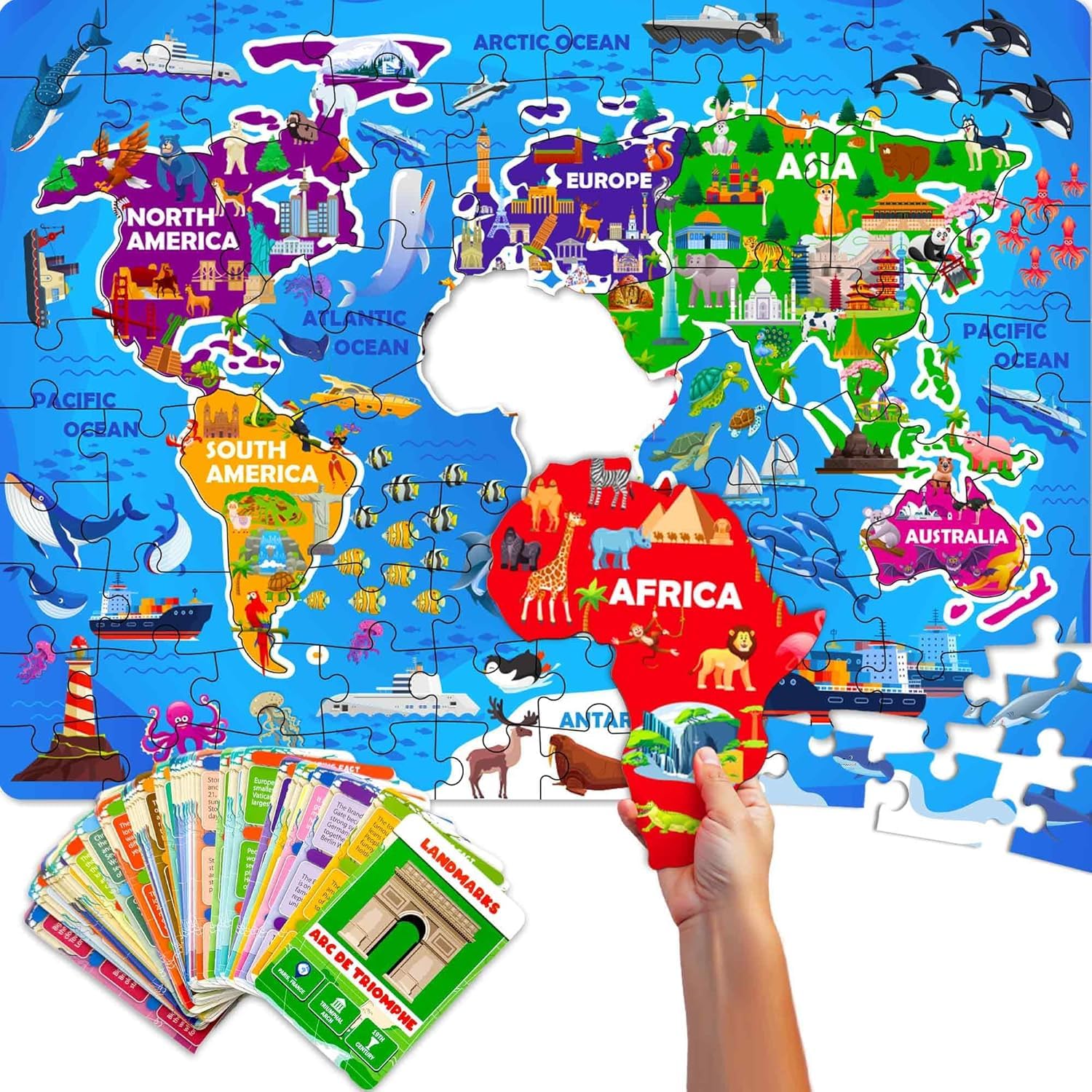 QUOKKA World Map Puzzles for Kids Ages 4-6 - 70 Pcs Floor Puzzles for ...