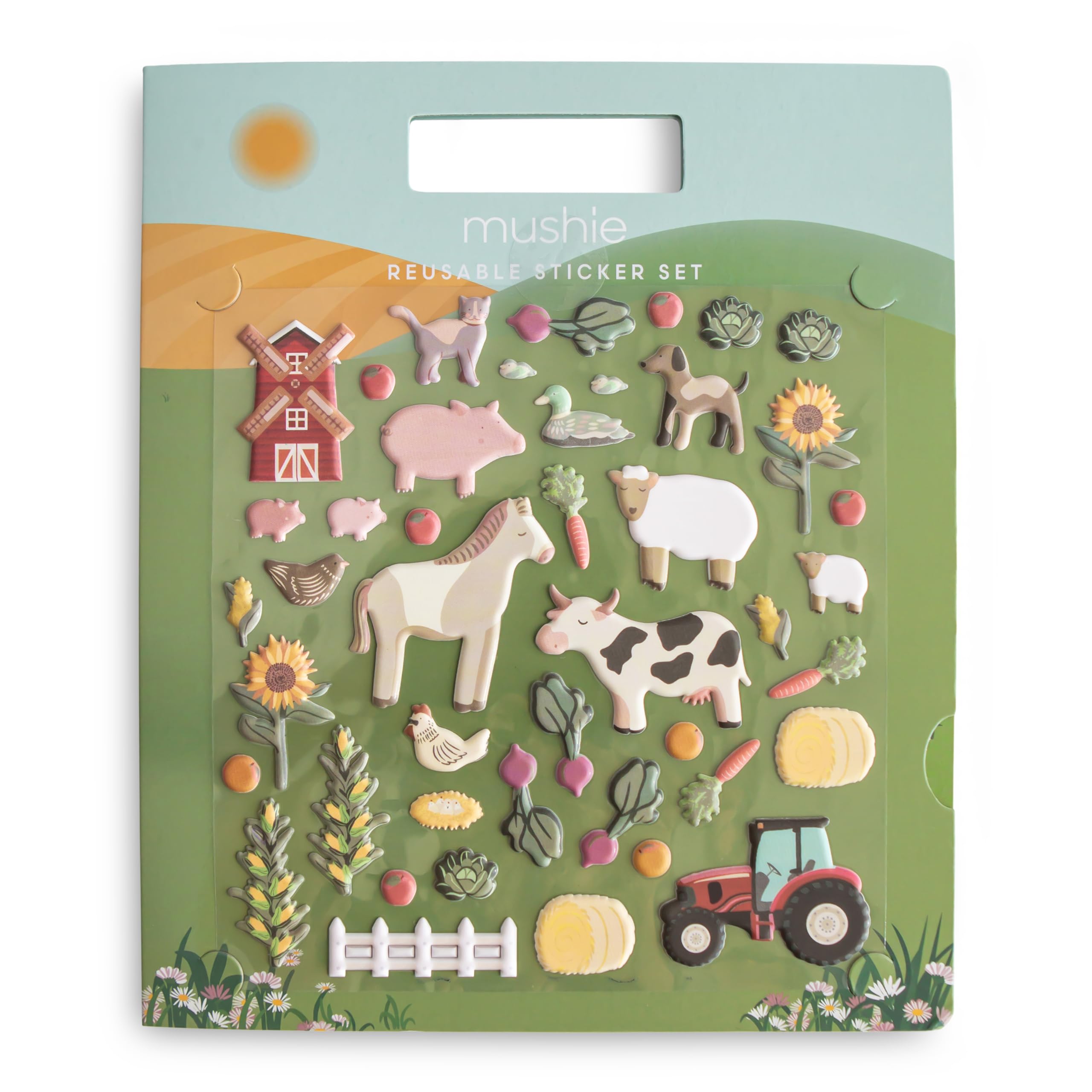 mushie Reusable Sticker Book Set (Farm) | 100+ Removable Puffy Stickers ...
