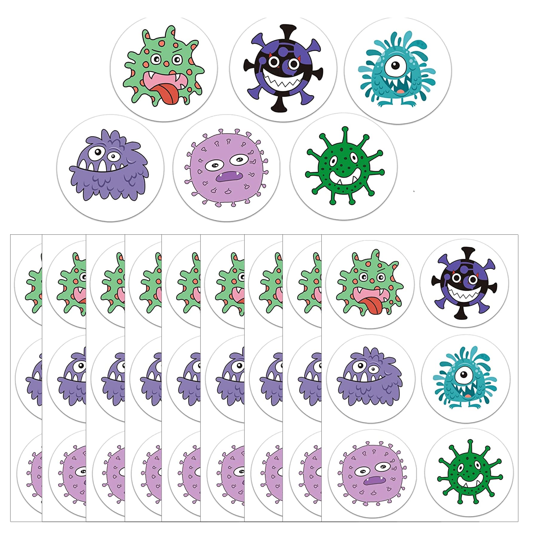 2.5 Inch Round Germ Dot Stickers Germs Labels Germ Stickers 120pcs ...