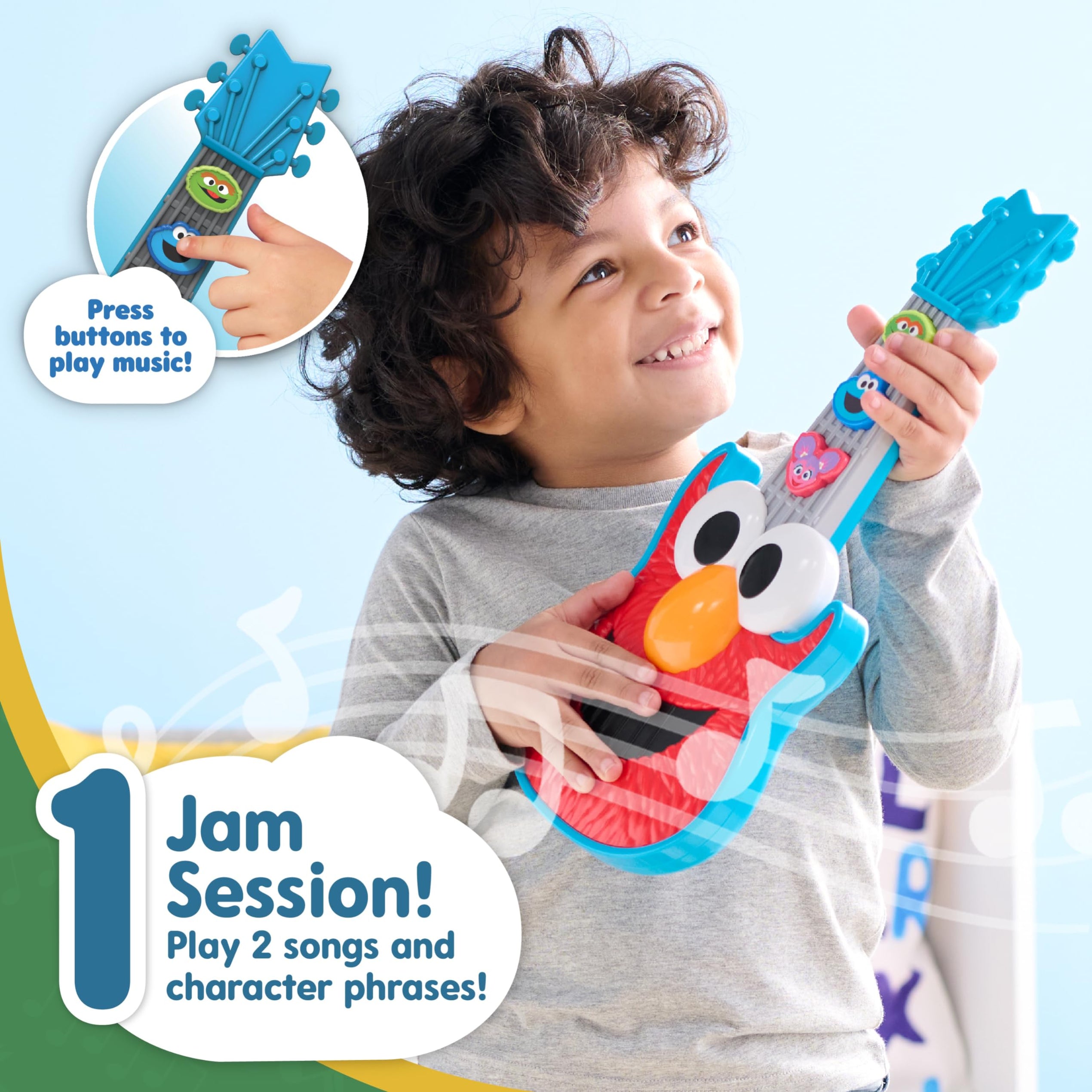 Just Play Sesame Street Elmo Guitar Toy - Multicolor, Lights & Sounds ...