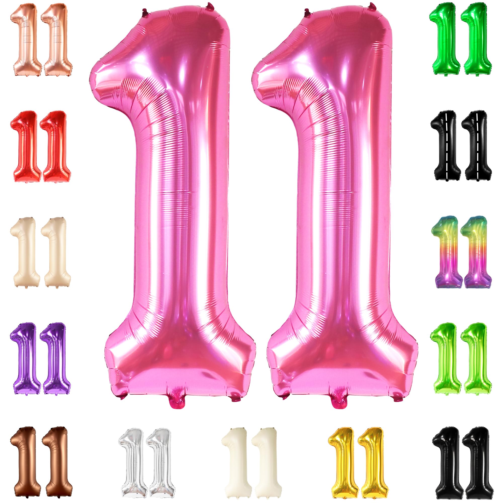 Katchon, Hot Pink 11 Balloons Number - 40 Inch | Number 11 Balloon ...
