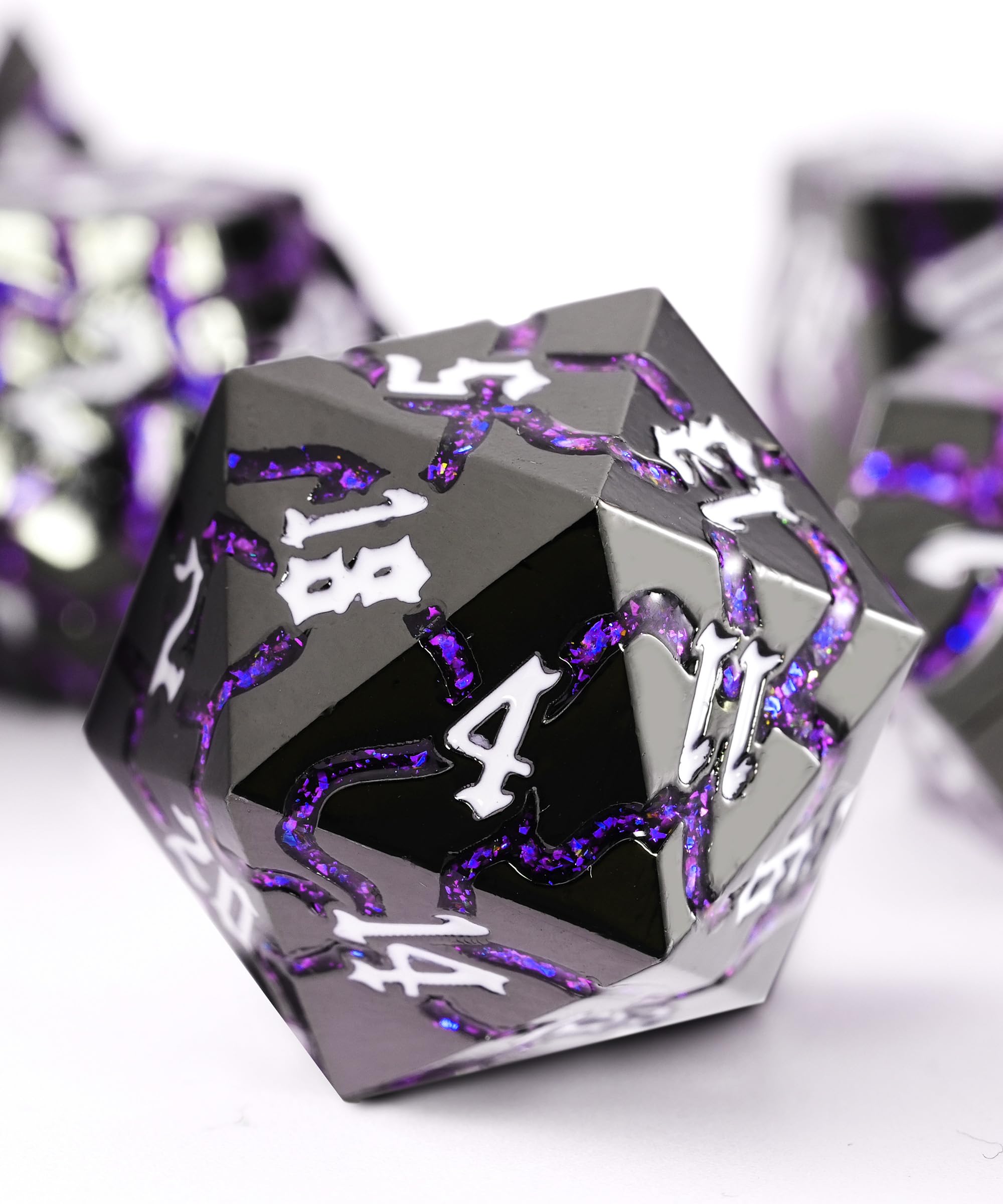 Soar Forge Metal Dice for DND - Beautiful Cracked Glitter Metal Dice ...