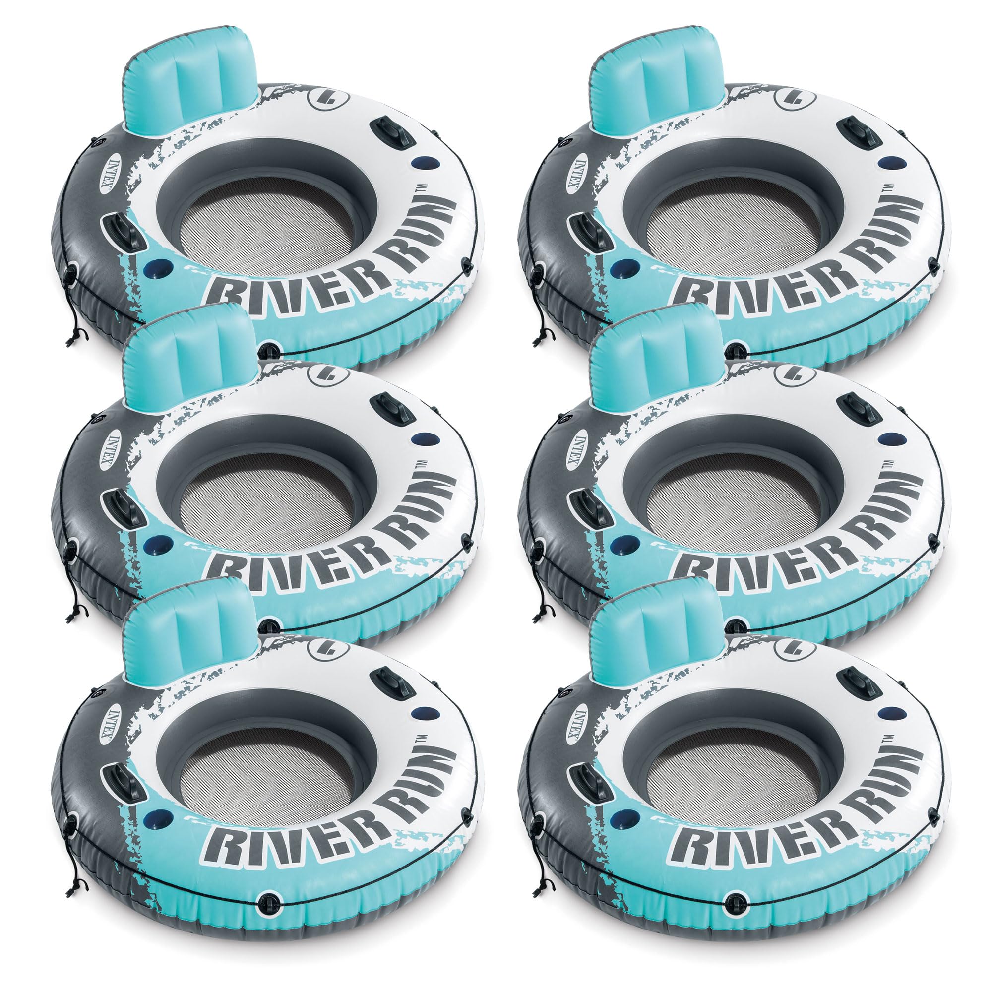 Intex River Run 1 Inflatable Floating Lounge w/Backrest Built-in Cup H ...