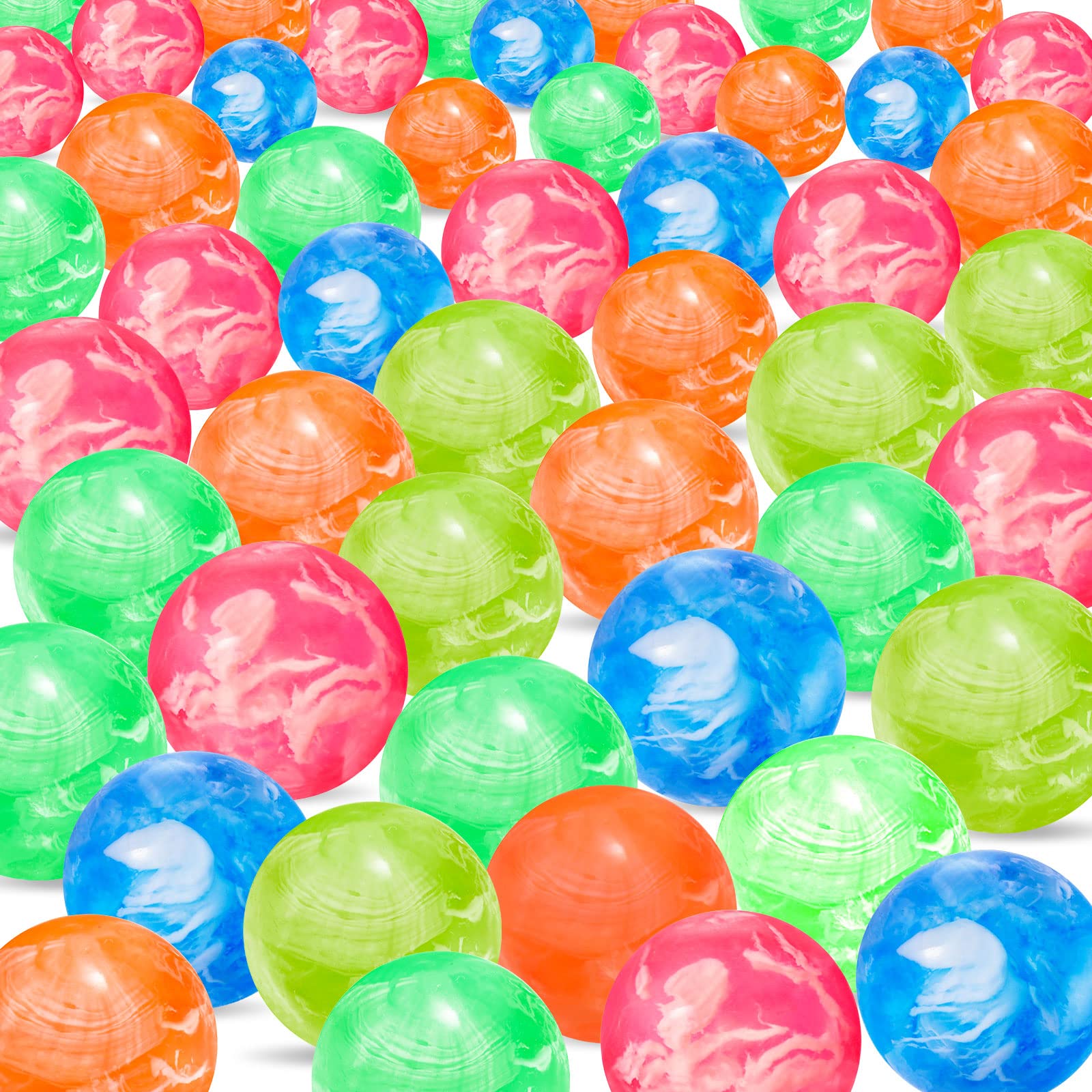 Zhanmai 40 Pieces Small Rubber Bouncy Neon High Bouncing Balls Bulk for ...