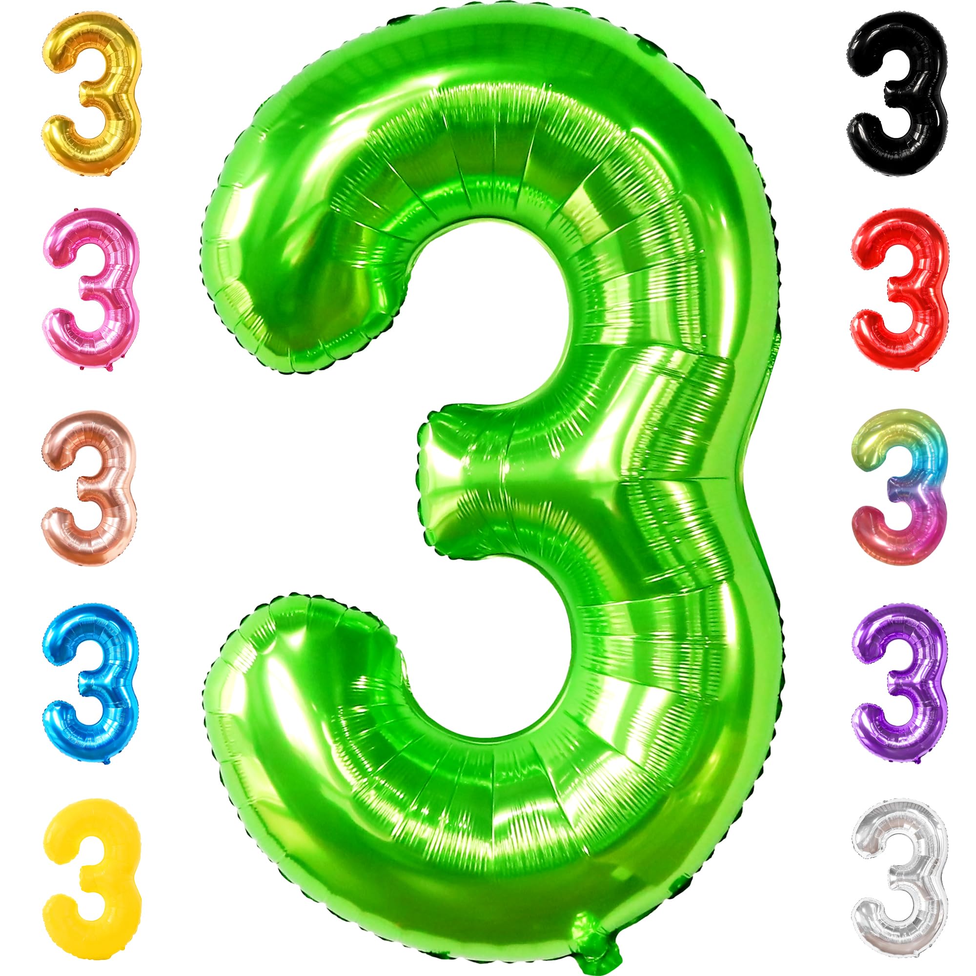 Katchon, Light Green Number 3 Balloon - 40 Inch | Green 3 Balloon ...