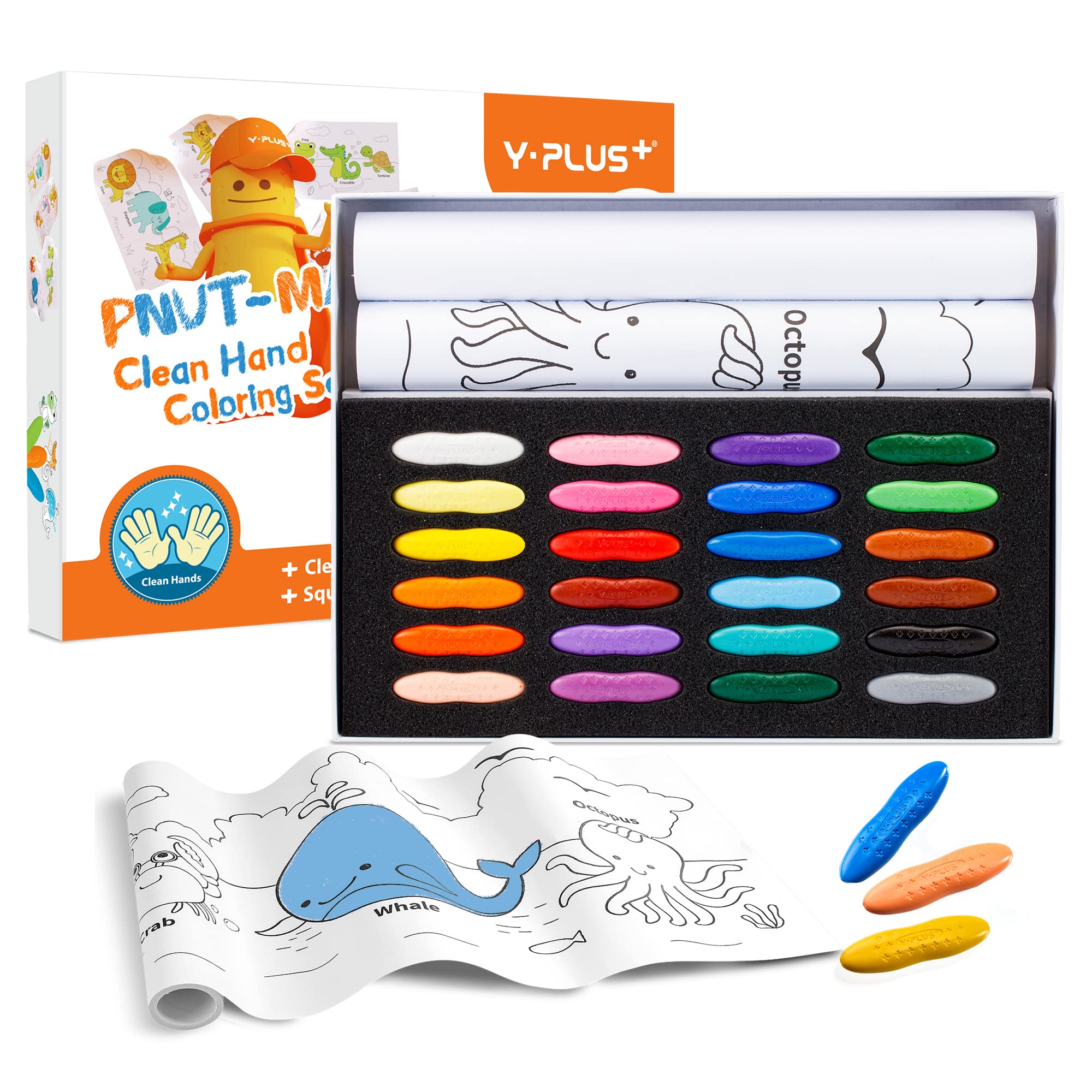 YPLUS Peanut Crayons Set for Kids, Art Case with 24 Colors Crayons and ...