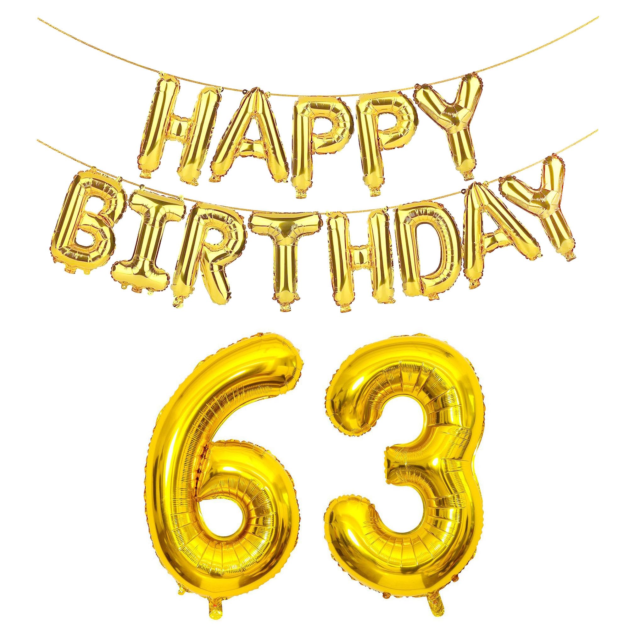 Shuntai 63 Number Balloons Gold Letters Banner Happy 36Th Or 63Rd Birt ...