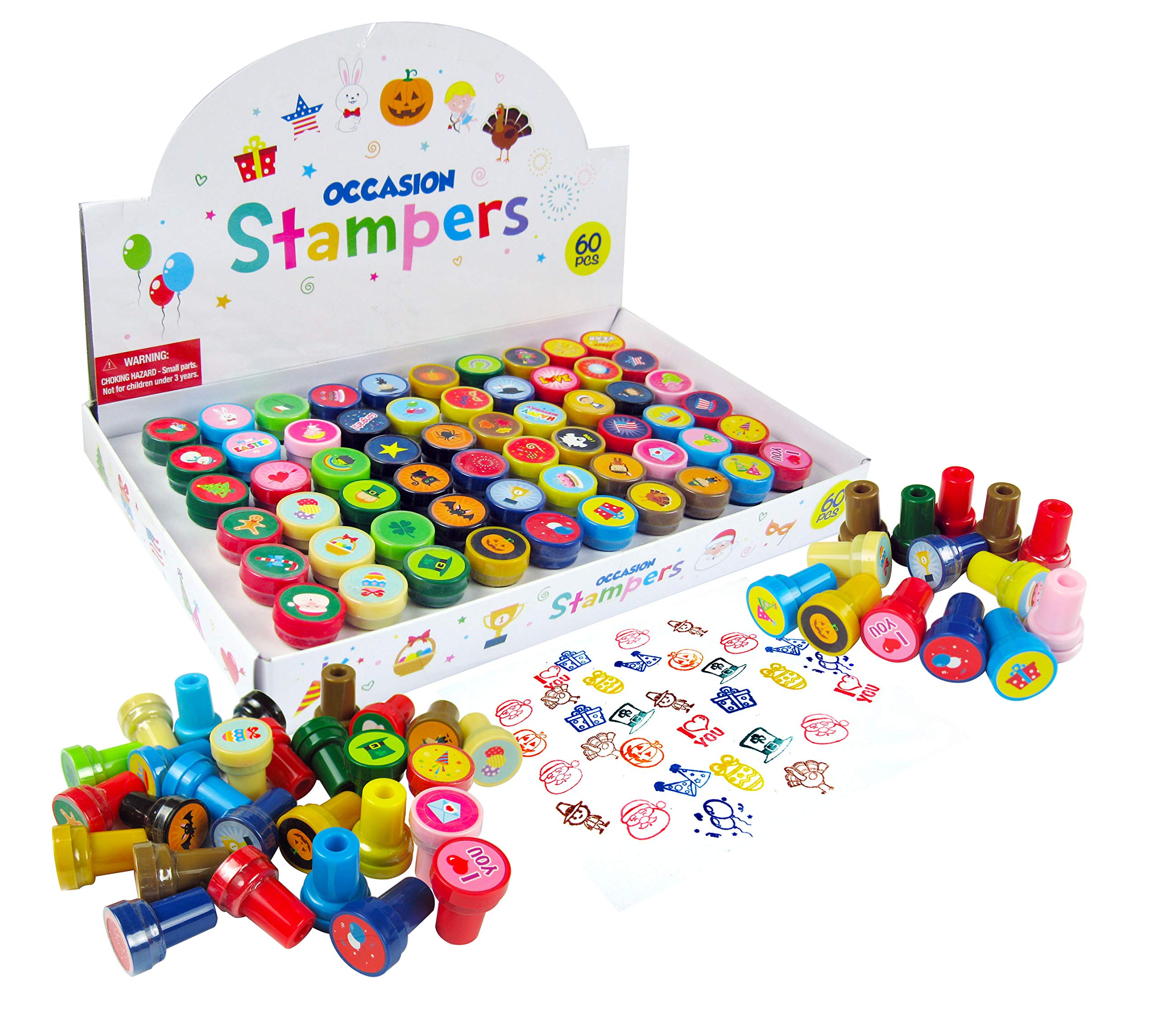Tiny Mills 60 Pcs Holidays and Occasions Assorted Stampers for Kids 60 ...