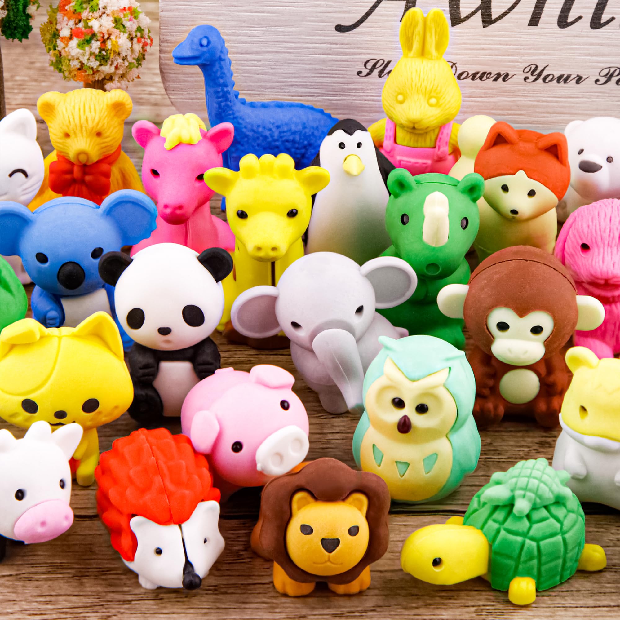 LanMa 70 pcs Animal Erasers - Ultra Micro Rubber Pencil Erasers for Ki ...
